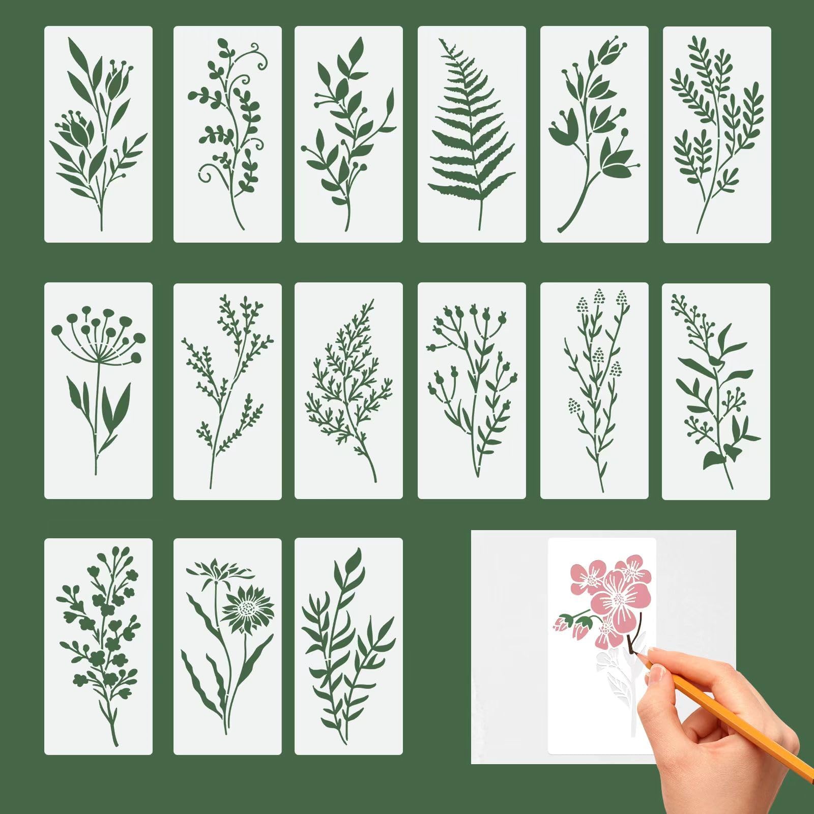 Amazon.com : 18PCS Flower Stencils for Painting on Walls, Reusable Wild ...