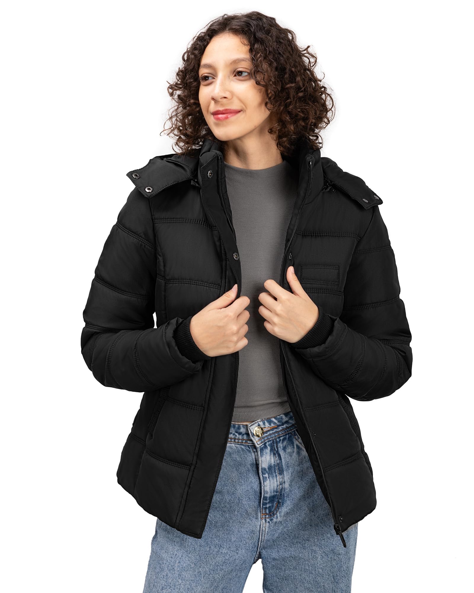 Snapklik.com : Lylting Womens Winter Down Coats, Black Short Warm ...