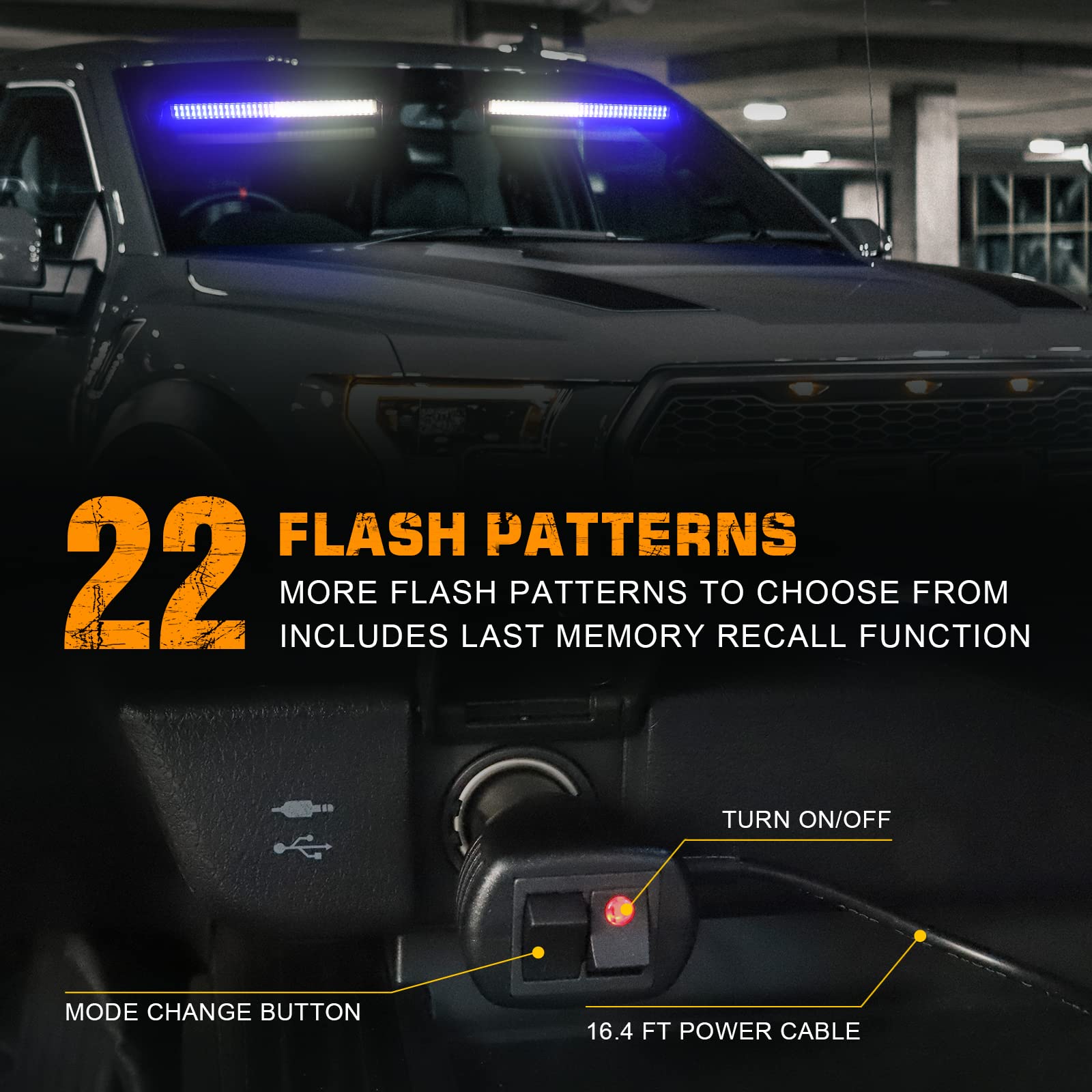 Snapklik.com : Blue White Emergency Strobe Dash Lights 144 LED Warning ...