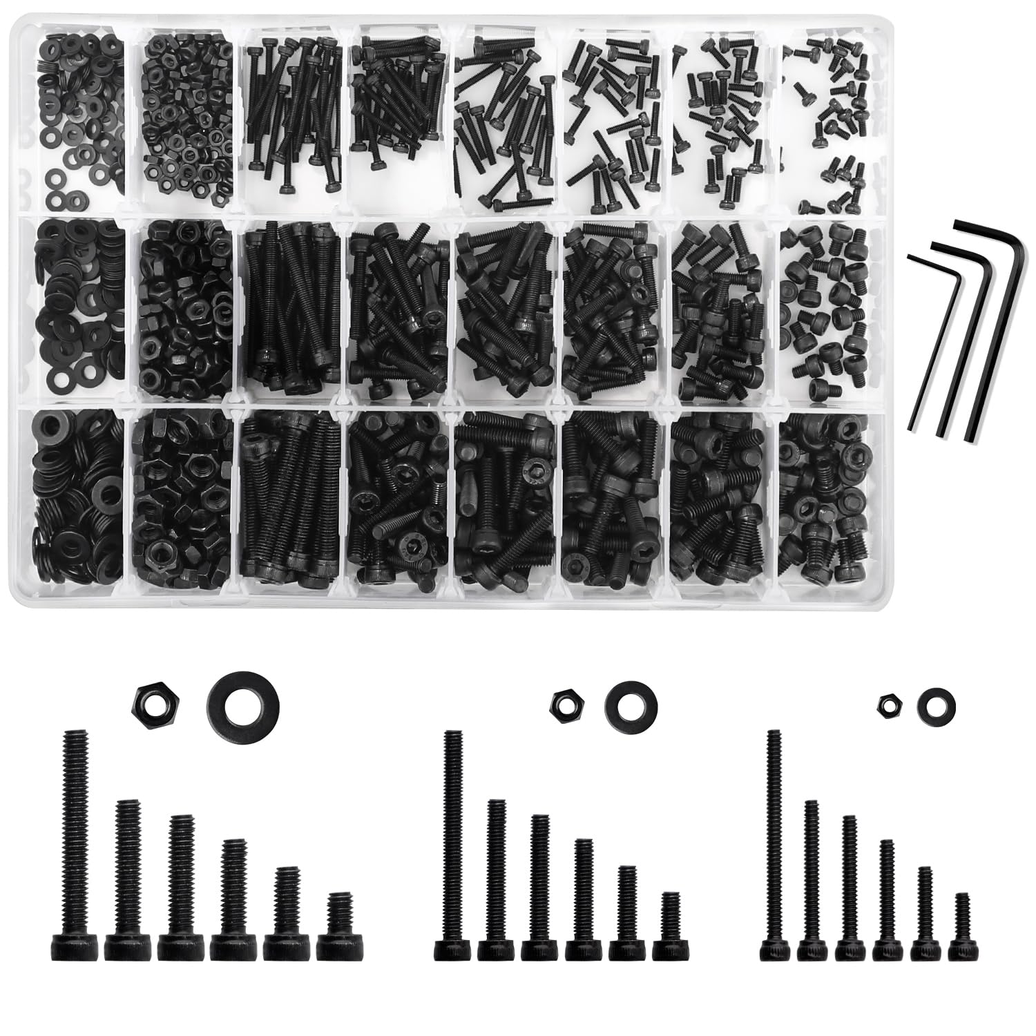 Amazon.com: 1080PCS M2 M3 M4 Screws Nuts Washers Assortment Kit,Metric ...
