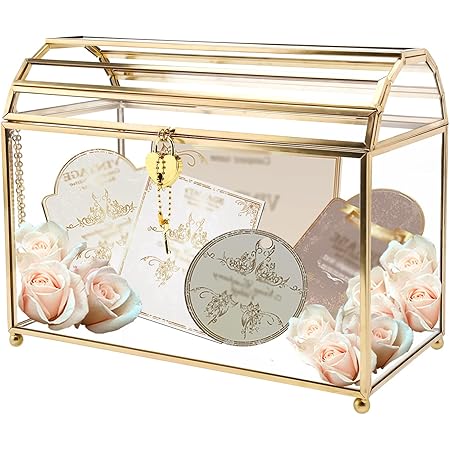 Amazon.com: HighFree Glass Wedding Card Box with Slot & Lock, Handmade ...