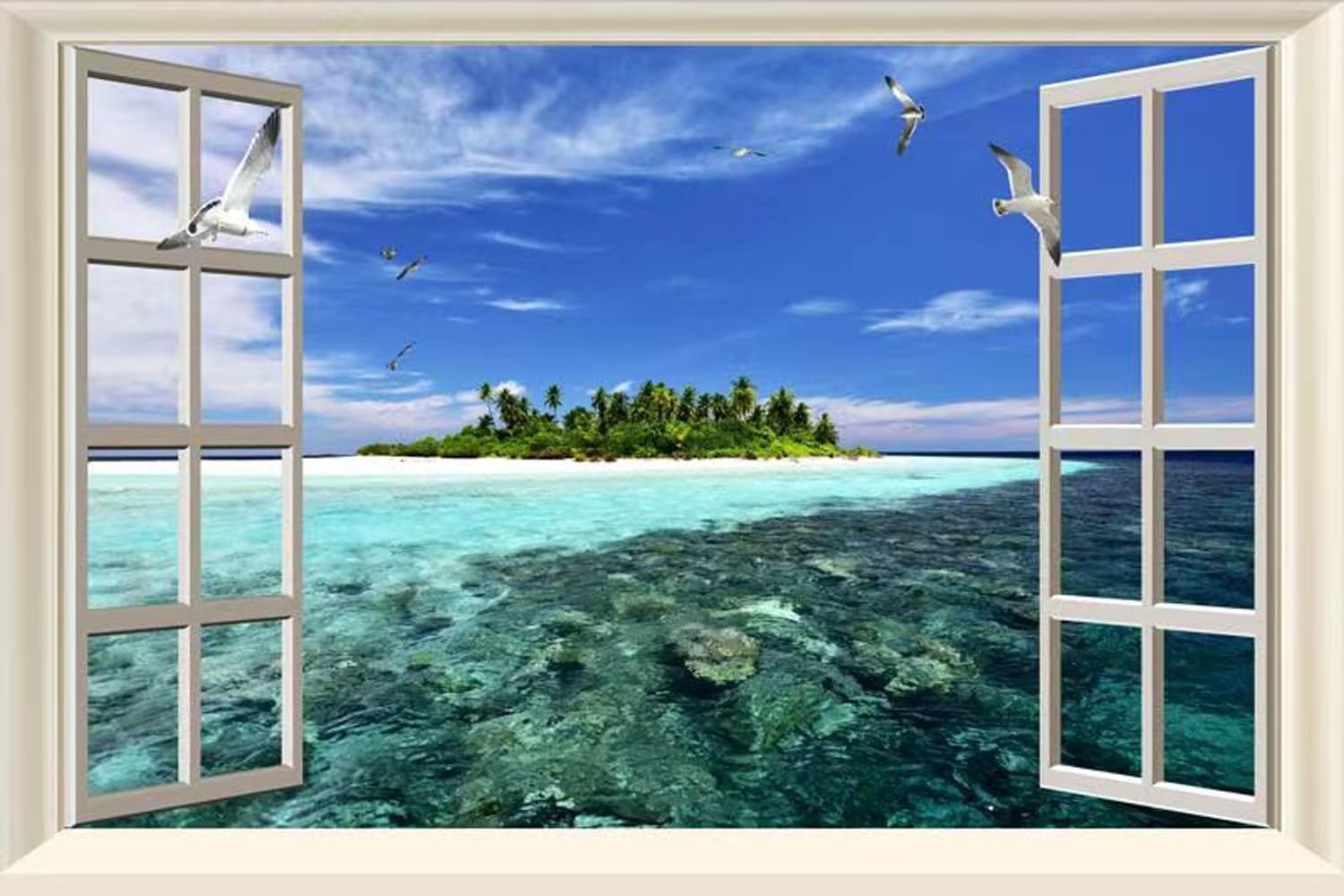 Amazon.com: Fake Window Sticker Wall Decal Faux Window Poster Picture ...