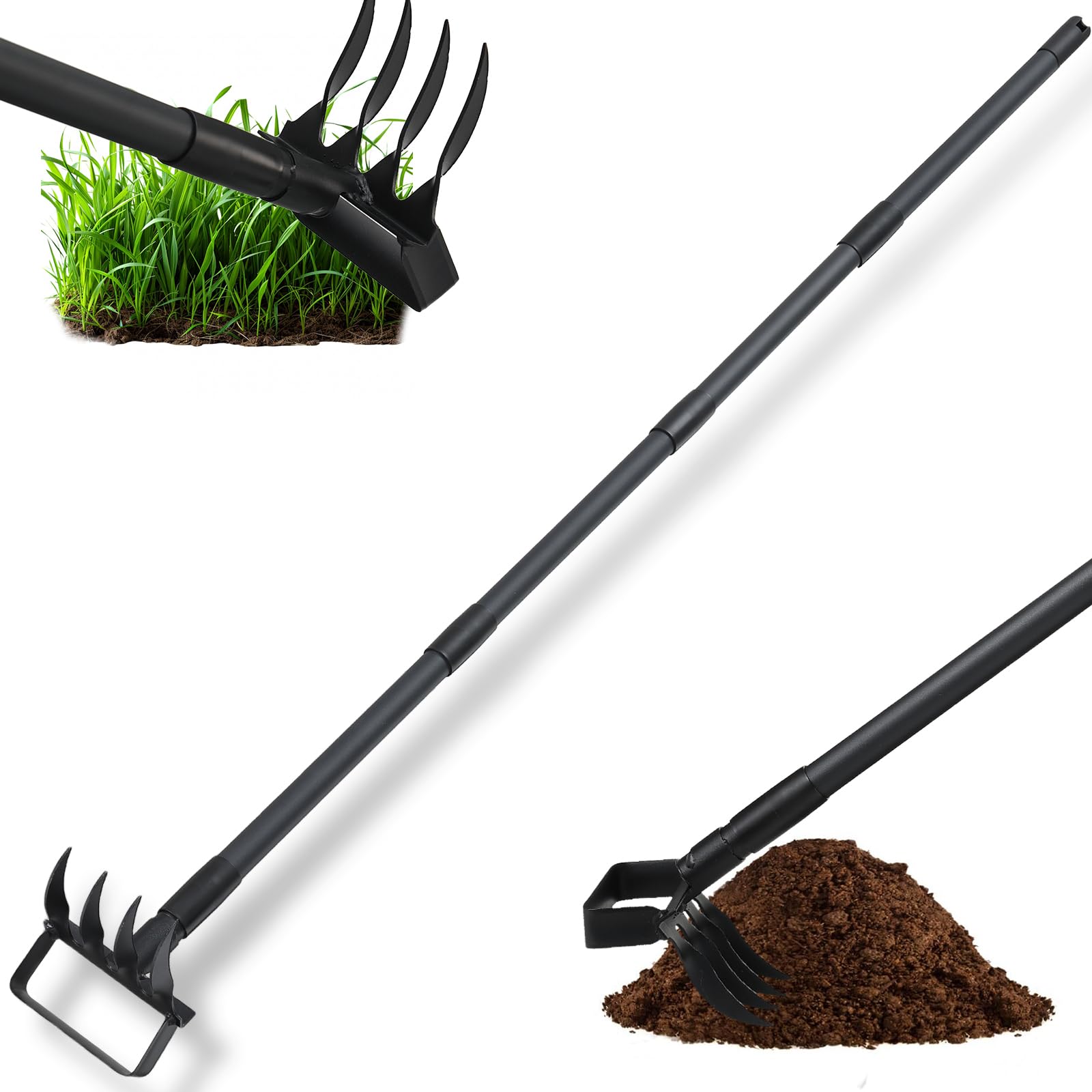 Amazon.com : Stirrup Hula Garden Hoe with 4 Tines Rake, 2 in 1 Yard ...