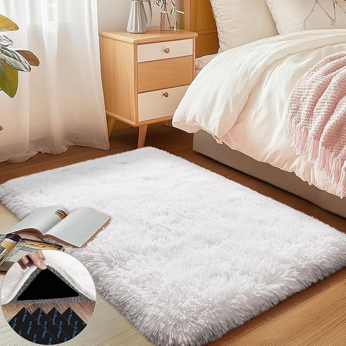 Amazon.com: AAFKK 2x3 Area Rug for Bedroom, Small White Rugs for Living ...