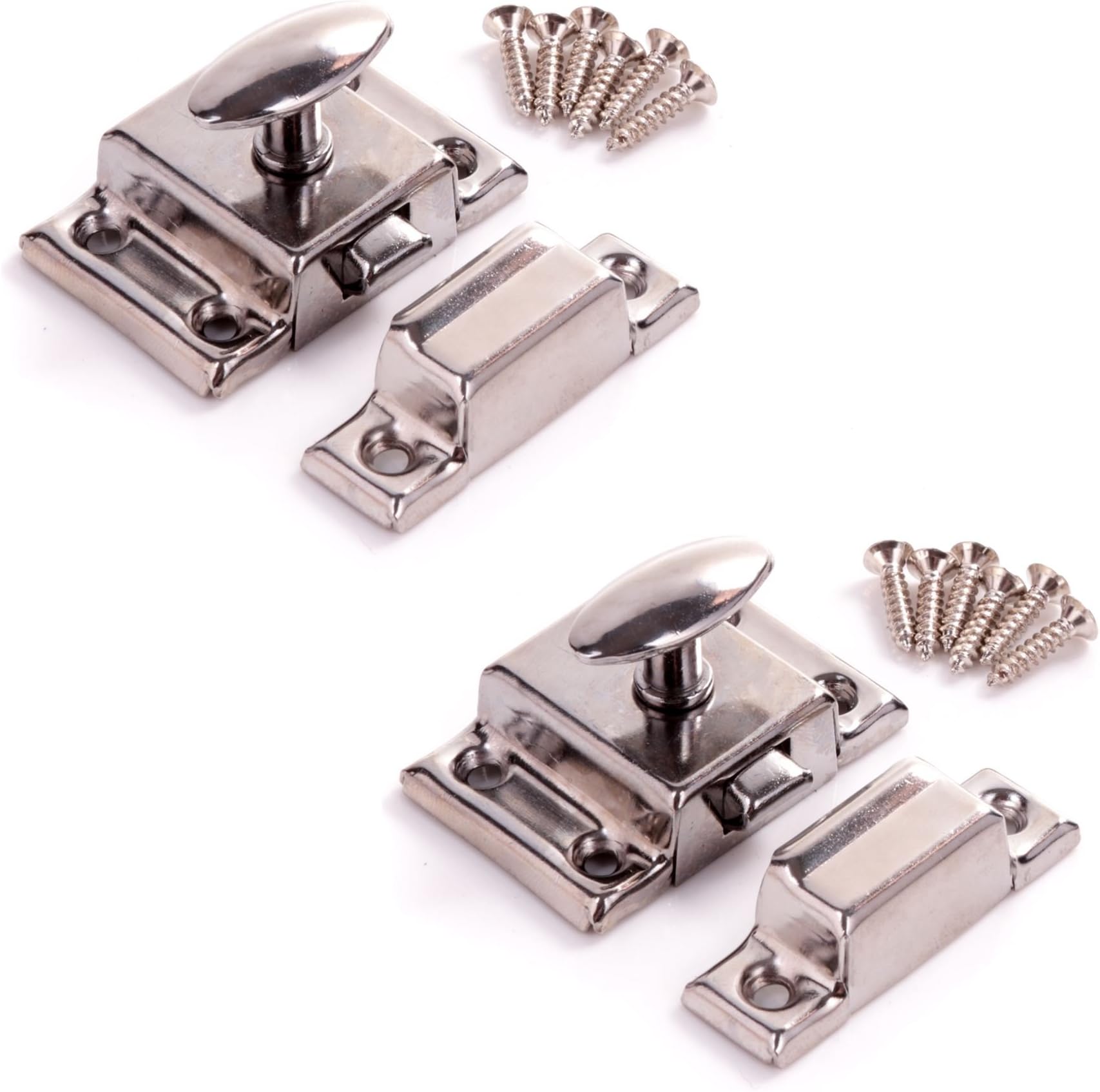 2X Chrome Cupboard Turn Catches | Twist Door Locks : Amazon.co.uk: DIY ...