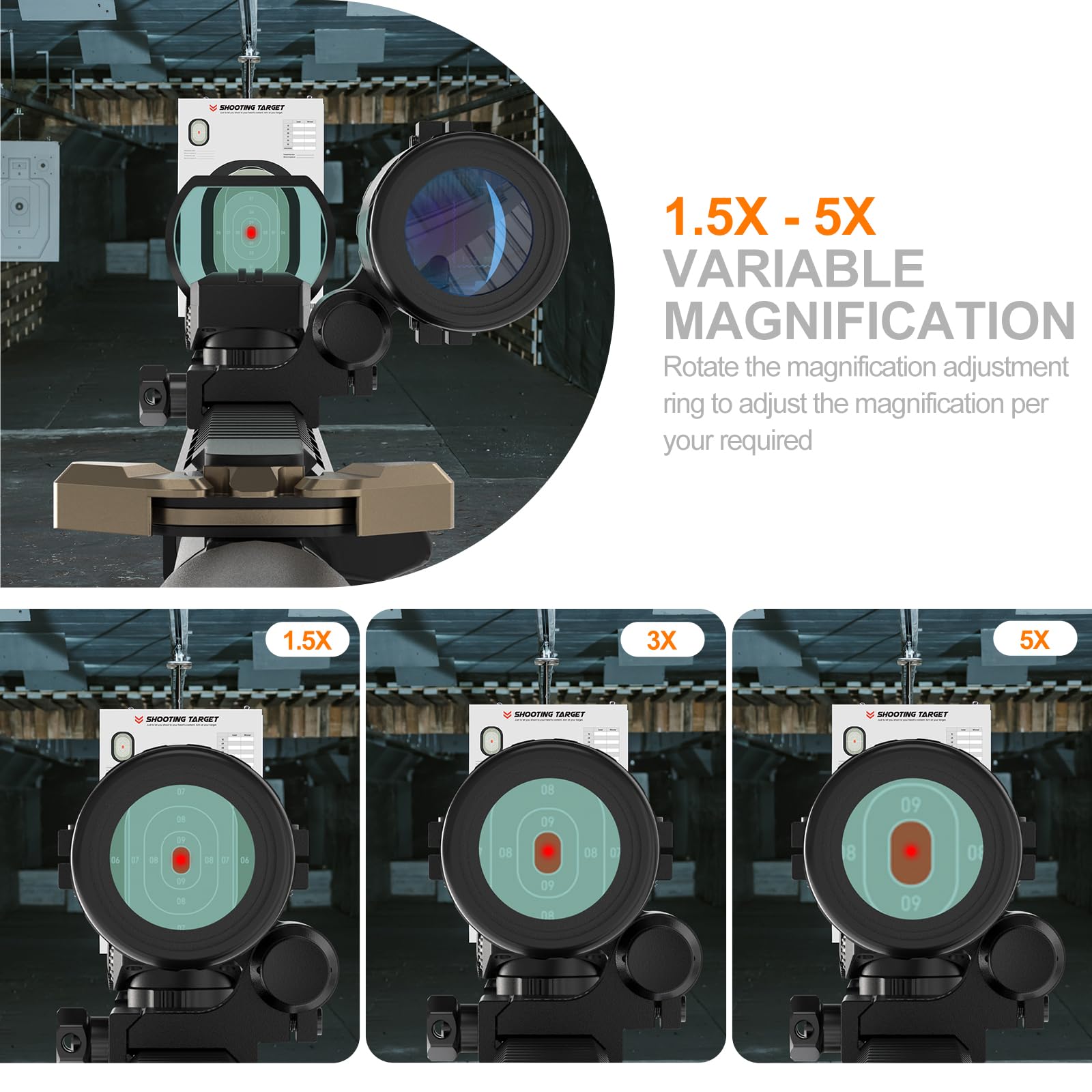 Snapklik.com : Feyachi M57 1.5X - 5X Red Dot Magnifier