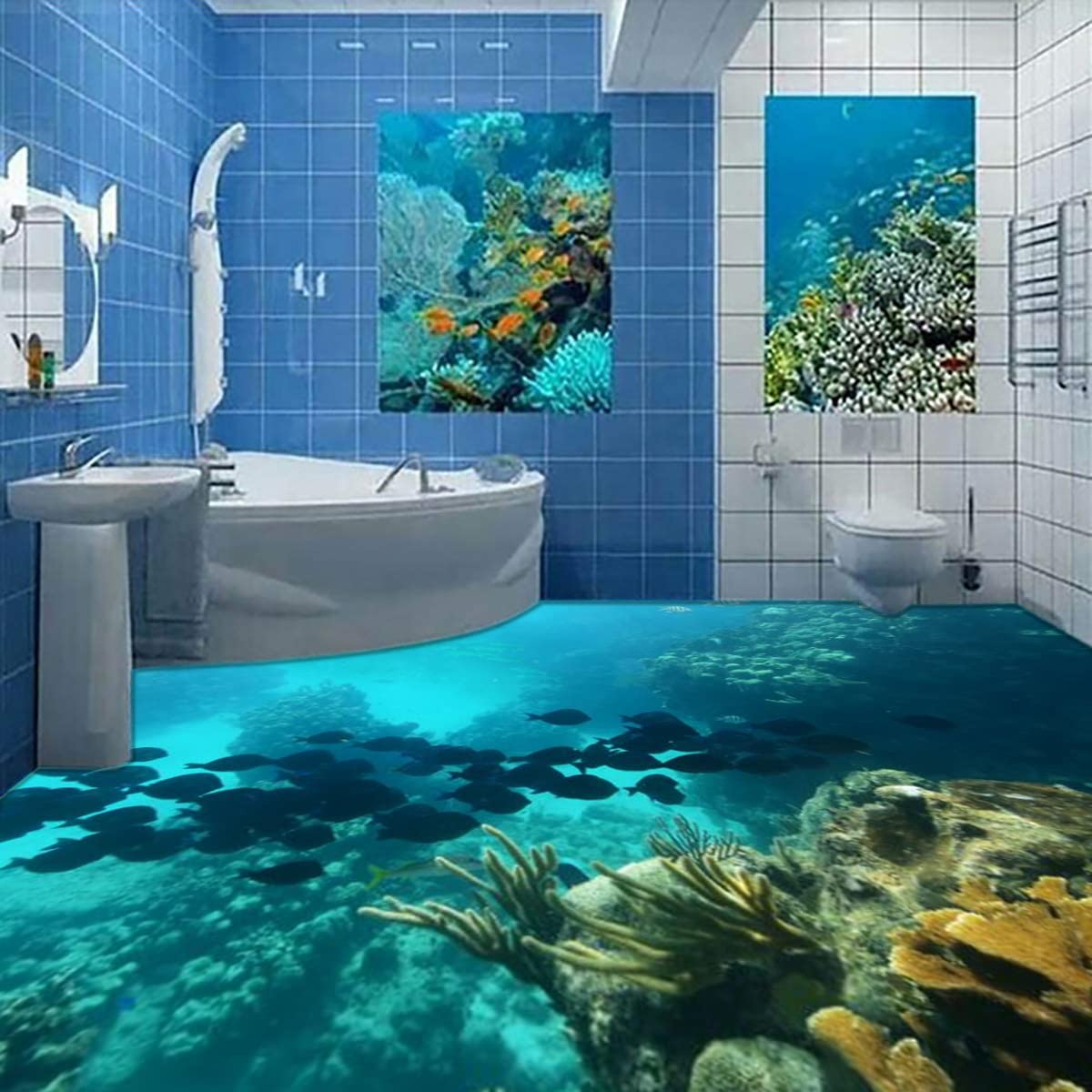 Amazon.com: ECYC 3D Water Waves Beach Ocean Waterproof Creative Floor ...