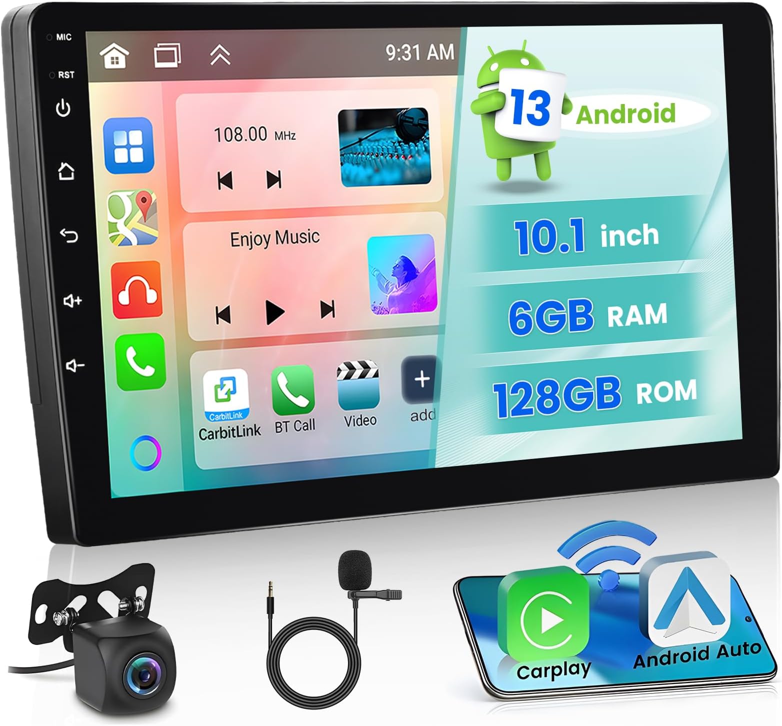 Amazon.com: Hikity 8 Core 6+128GB Android 13 Car Stereo Double Din ...