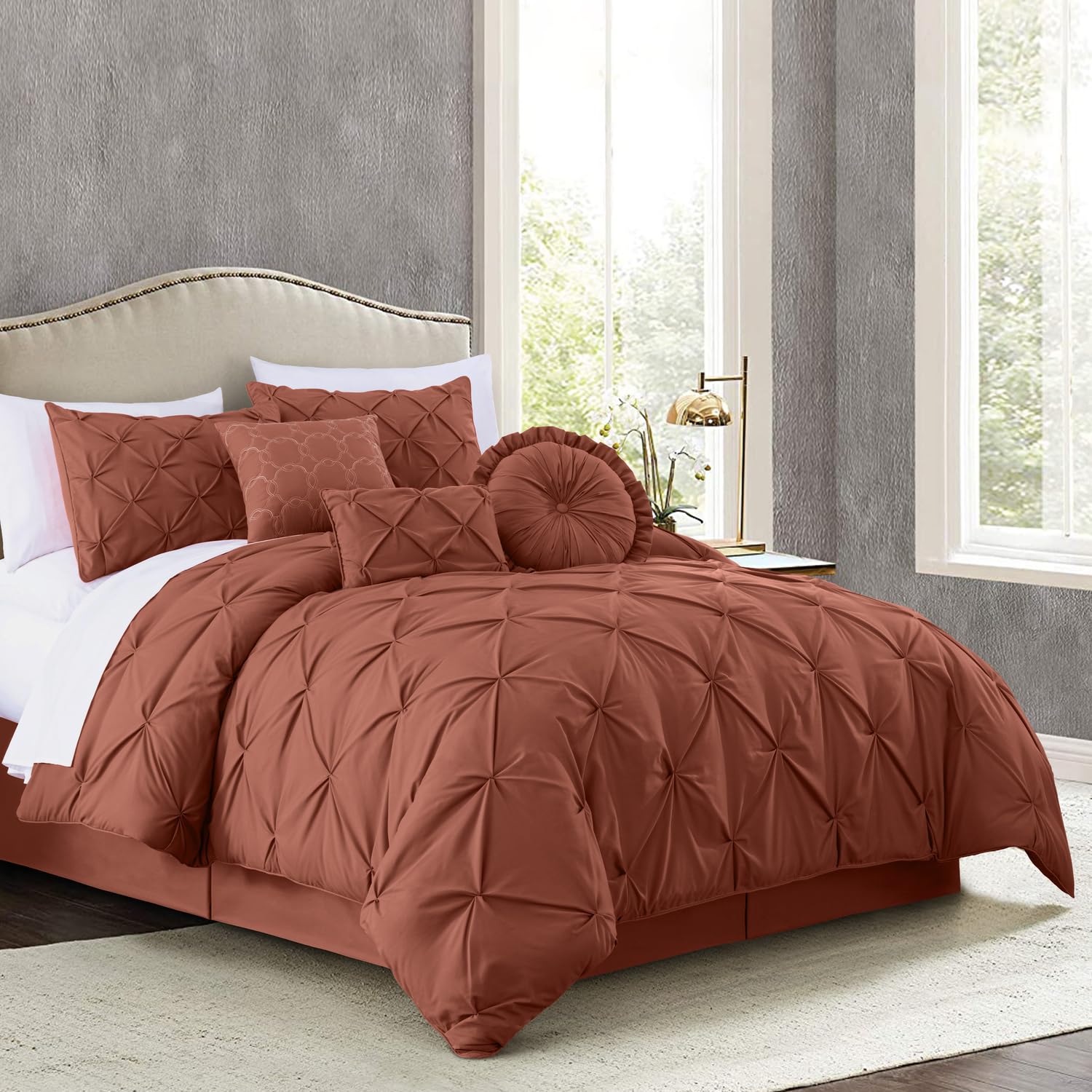 Amazon.com: Chezmoi Collection Sydney Terracotta Comforter Set ...