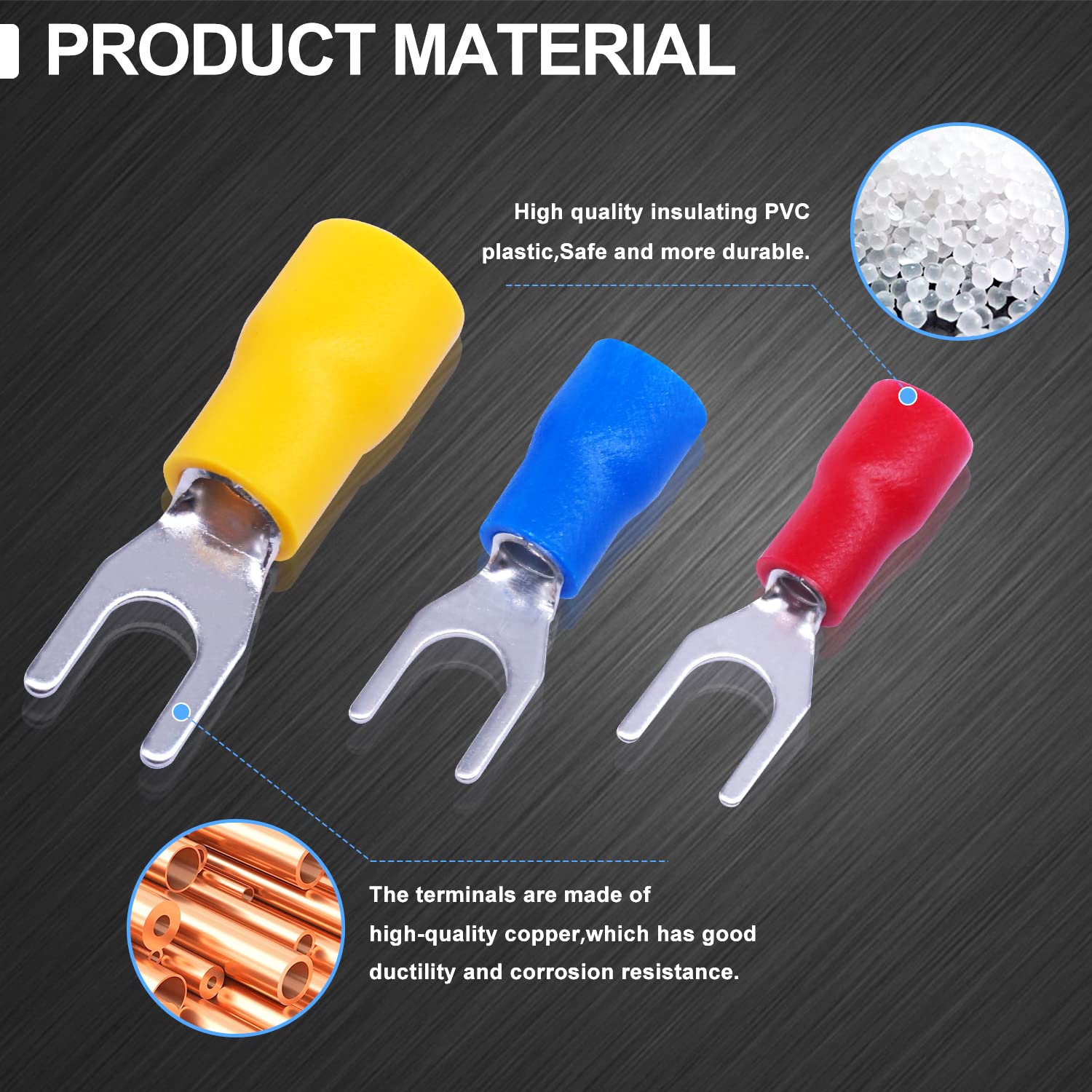 Snapklik.com : 245PCS Insulated Fork Spade Wire Connector 22-16/16-14/ ...