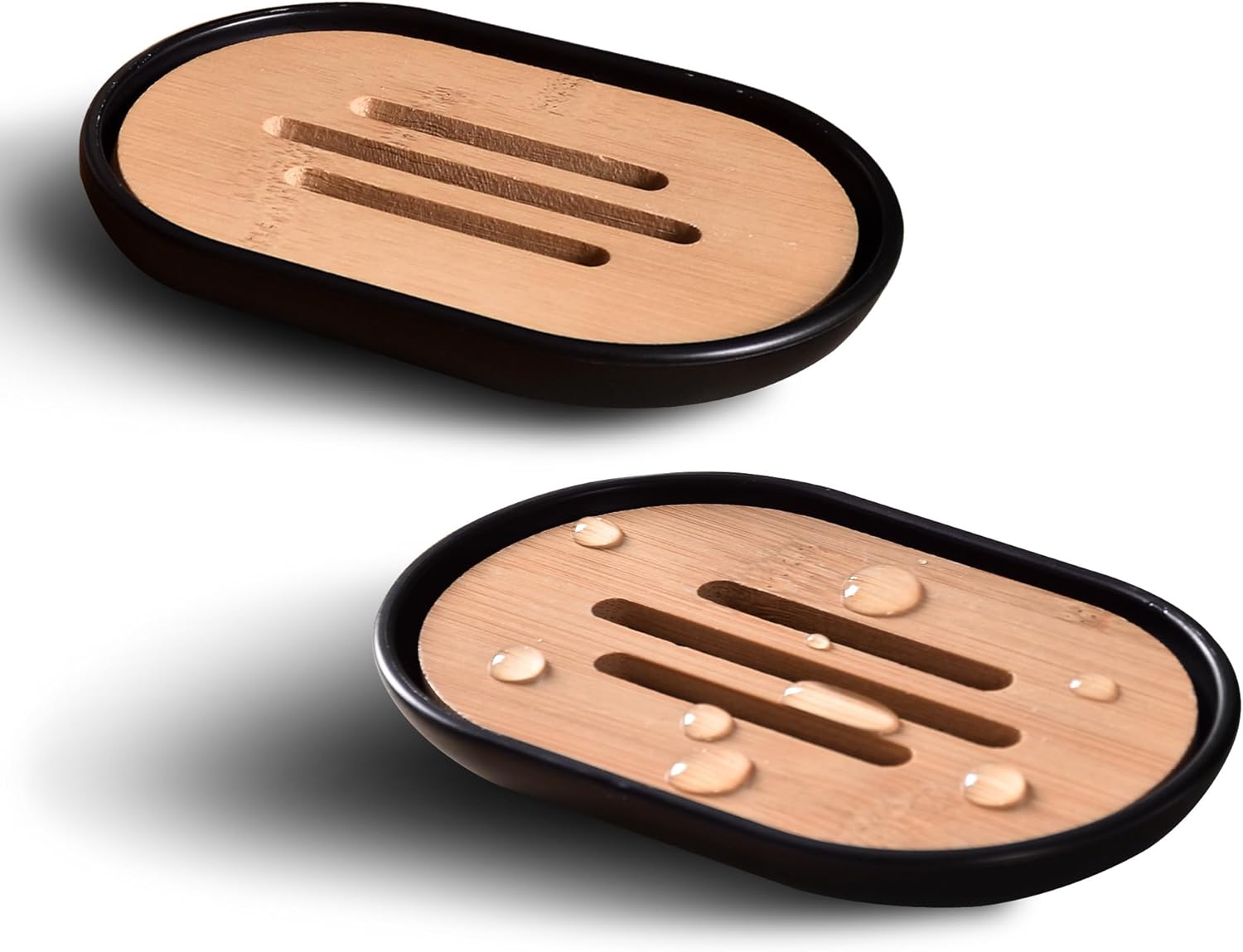 Amazon.com: Soap Dish for Shower, Set of 2 Bamboo Soap Saver for ...