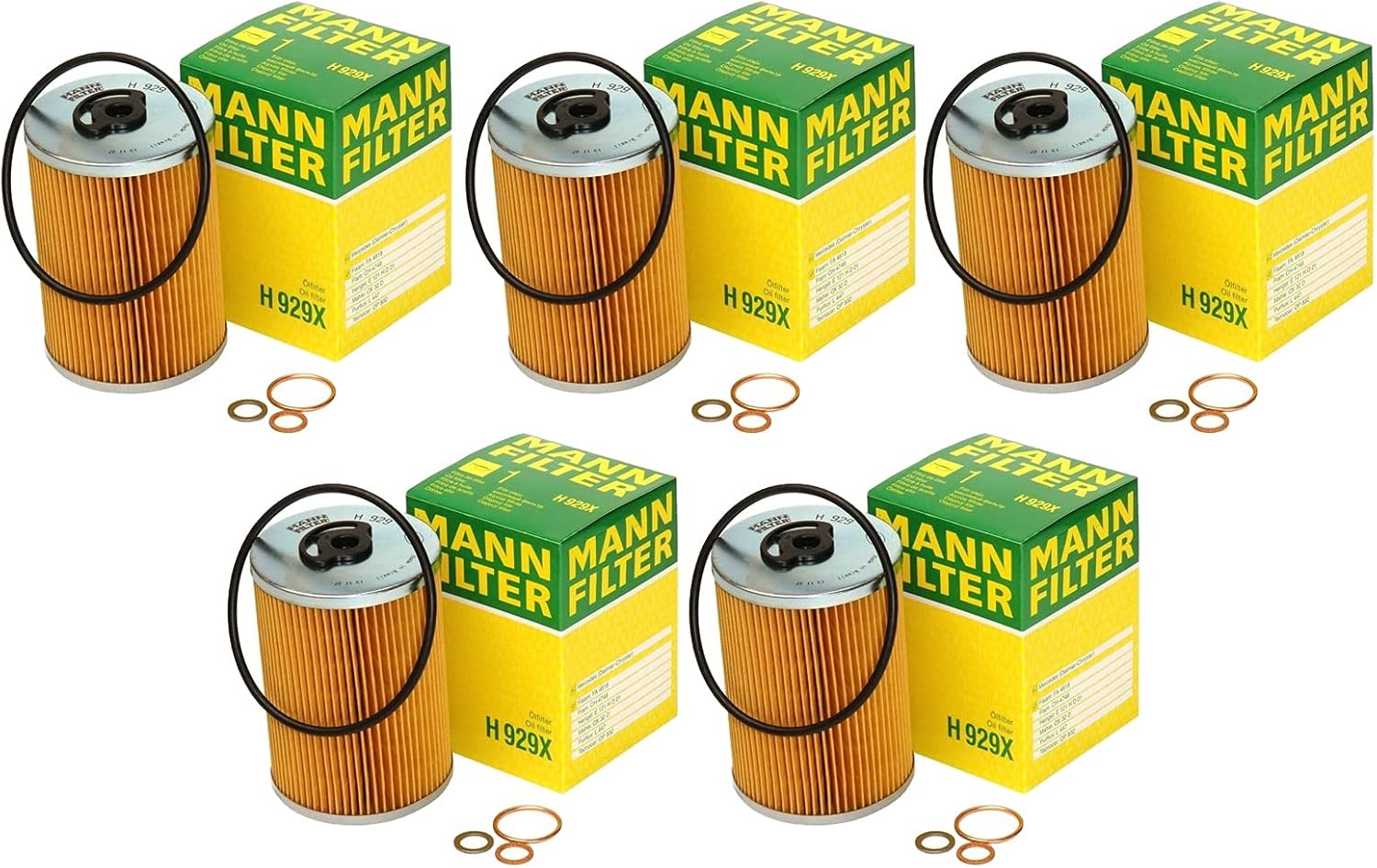 Amazon.com: Mann Set of 5 Engine Oil Filters Cartridges For Mercedes ...