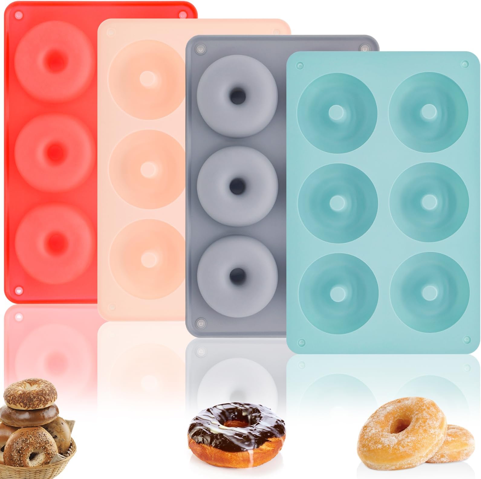 Amazon.com: homEdge Silicone Donut Molds, 2-Pack of Non-Stick Food ...