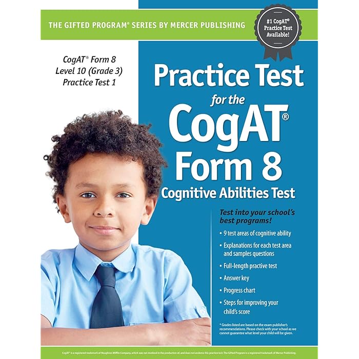 Buy Practice Test 1 for the CogAT Form 8 exam Level 10 Grade 3 Online ...