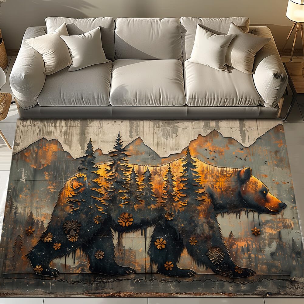 Amazon.com: Bear Rug - Rustic Rug - Bear Area Rug - Forest Rug - Rustic ...