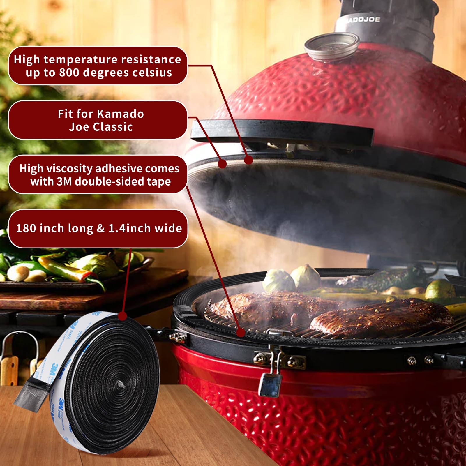 Kamado Joe Gasket Replacement Kit Aazon.co: SOBEIT Kaado Joe Wire Esh ...