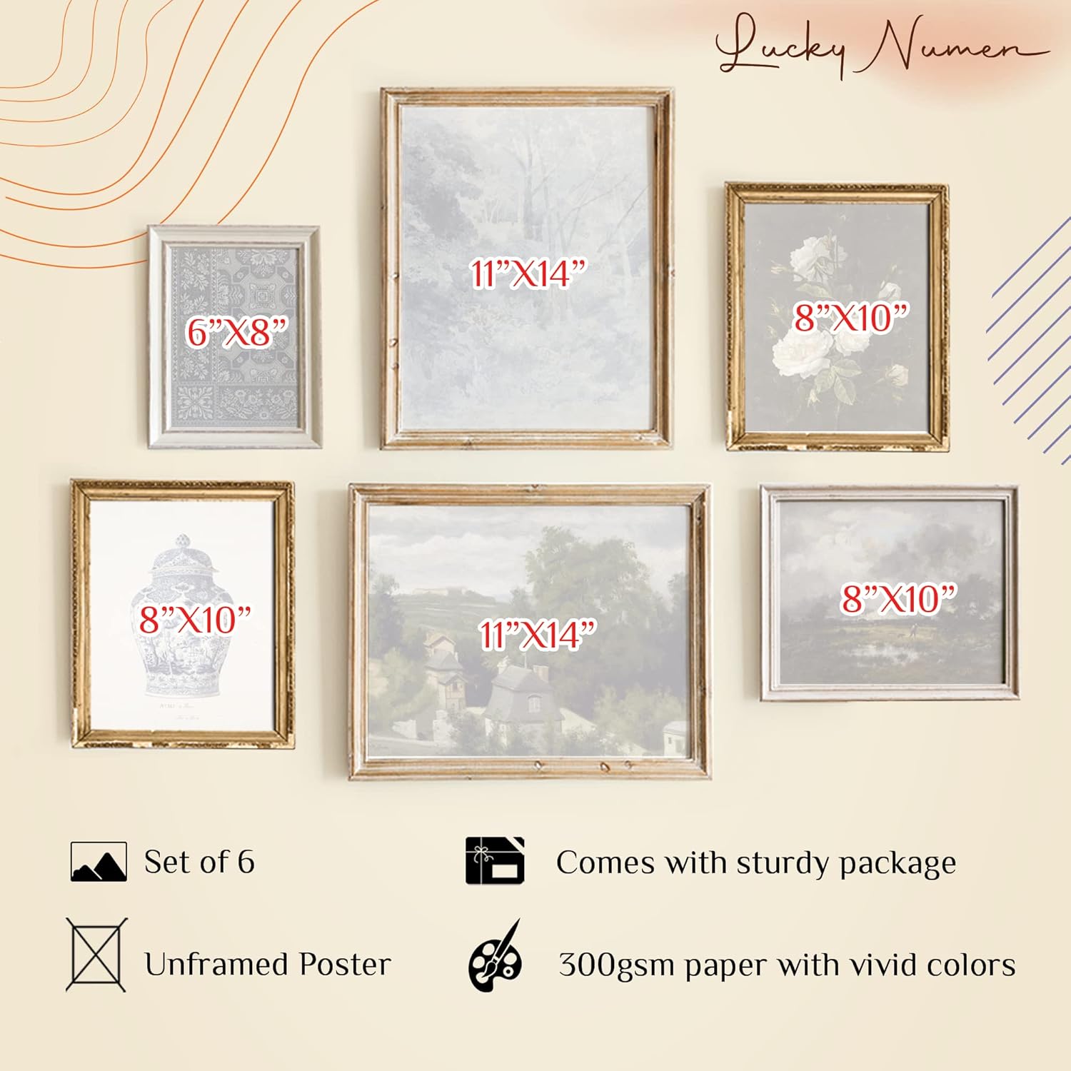 Set 6 Vintage Flower Wall Art – Landscape Posters And Prints, Vintage ...