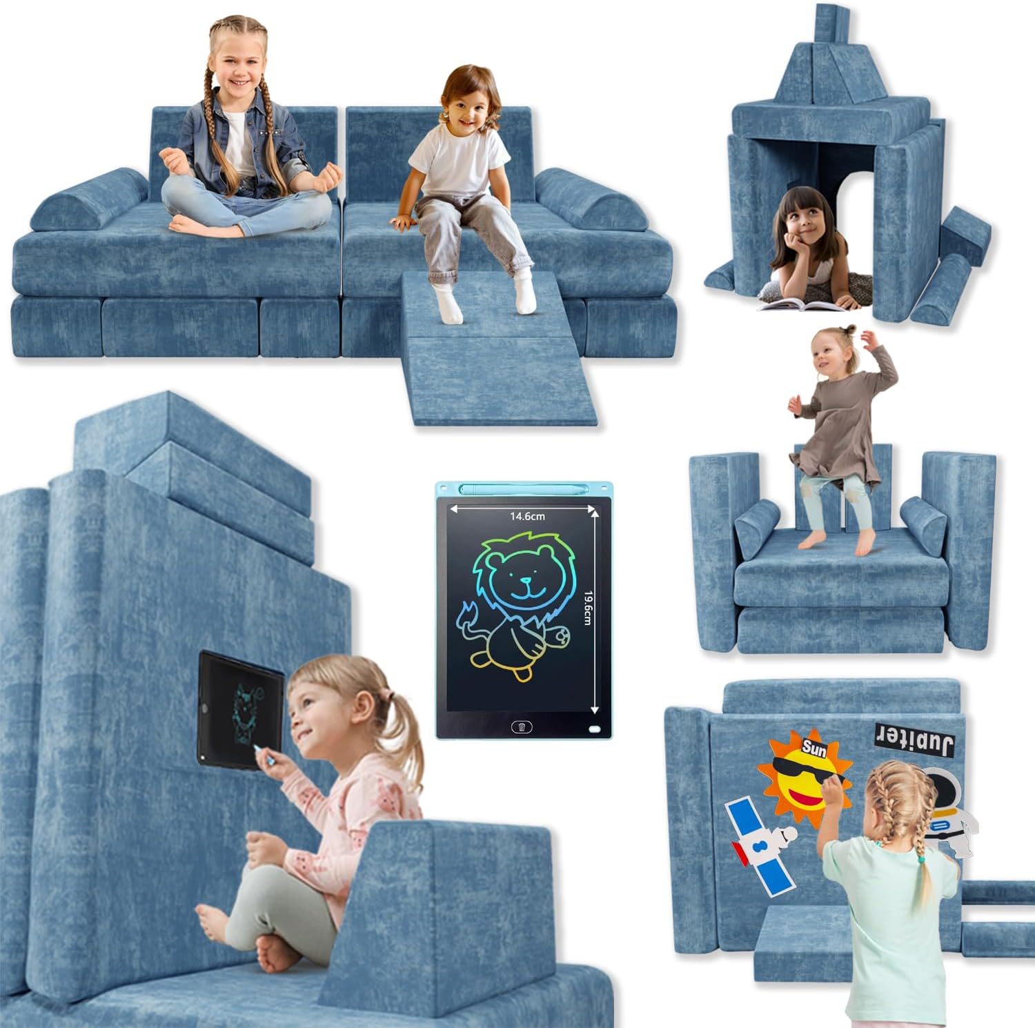 Amazon.com: OSYKIU 18PCS Modular Kids Play Couch, Convertible Sectional ...