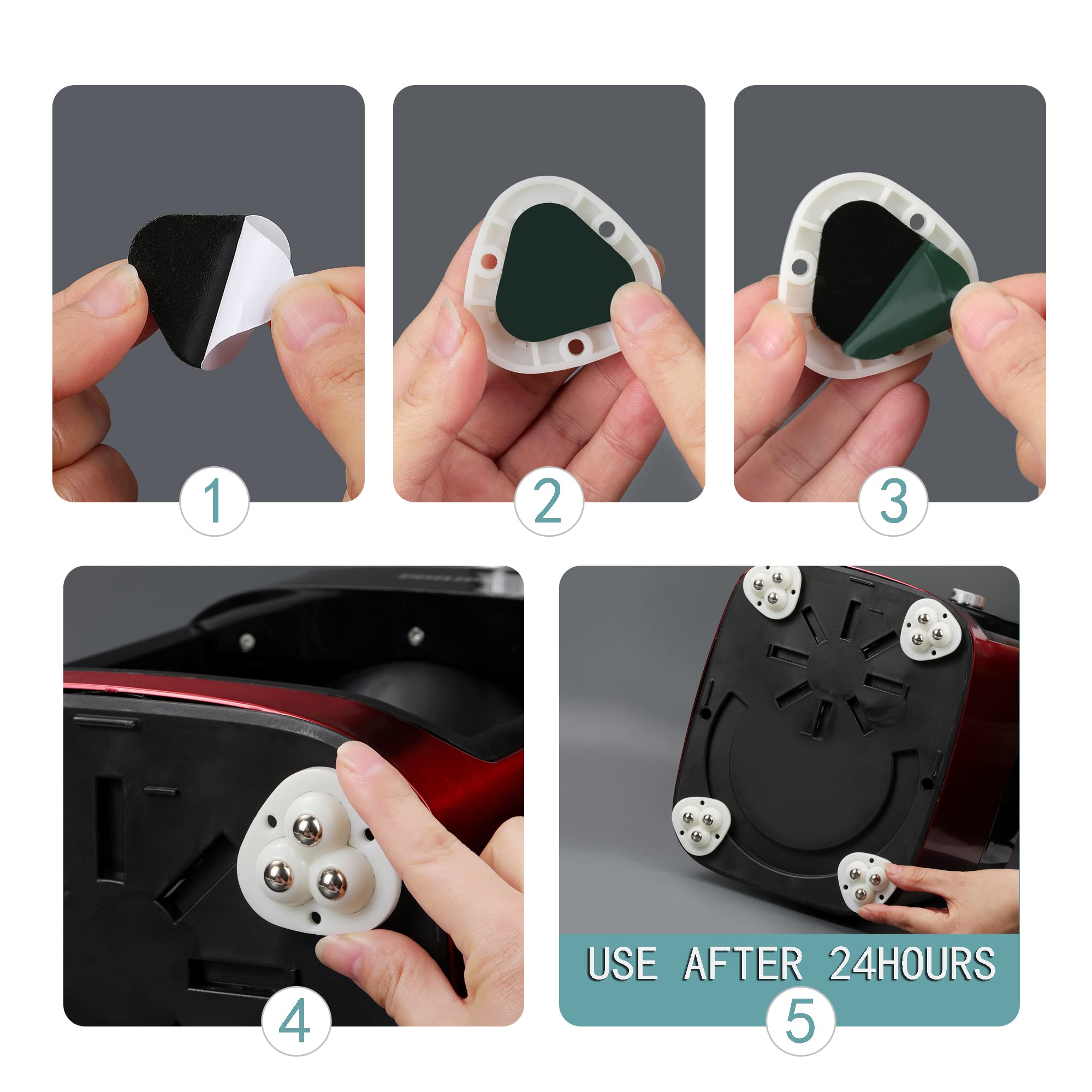 12 PCS Small Appliance Casters Wheels Sticky Swivel Pulleys Mini Self ...