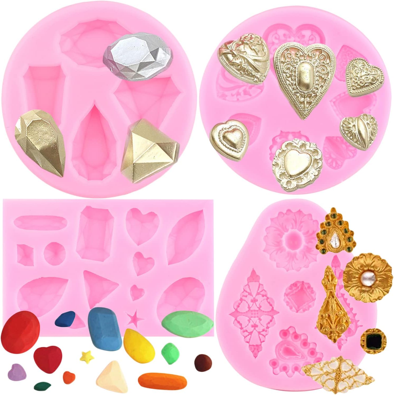 Amazon.com: YIHUOMOLDS Gems Silicone Molds Diamond Fondant Mold ...