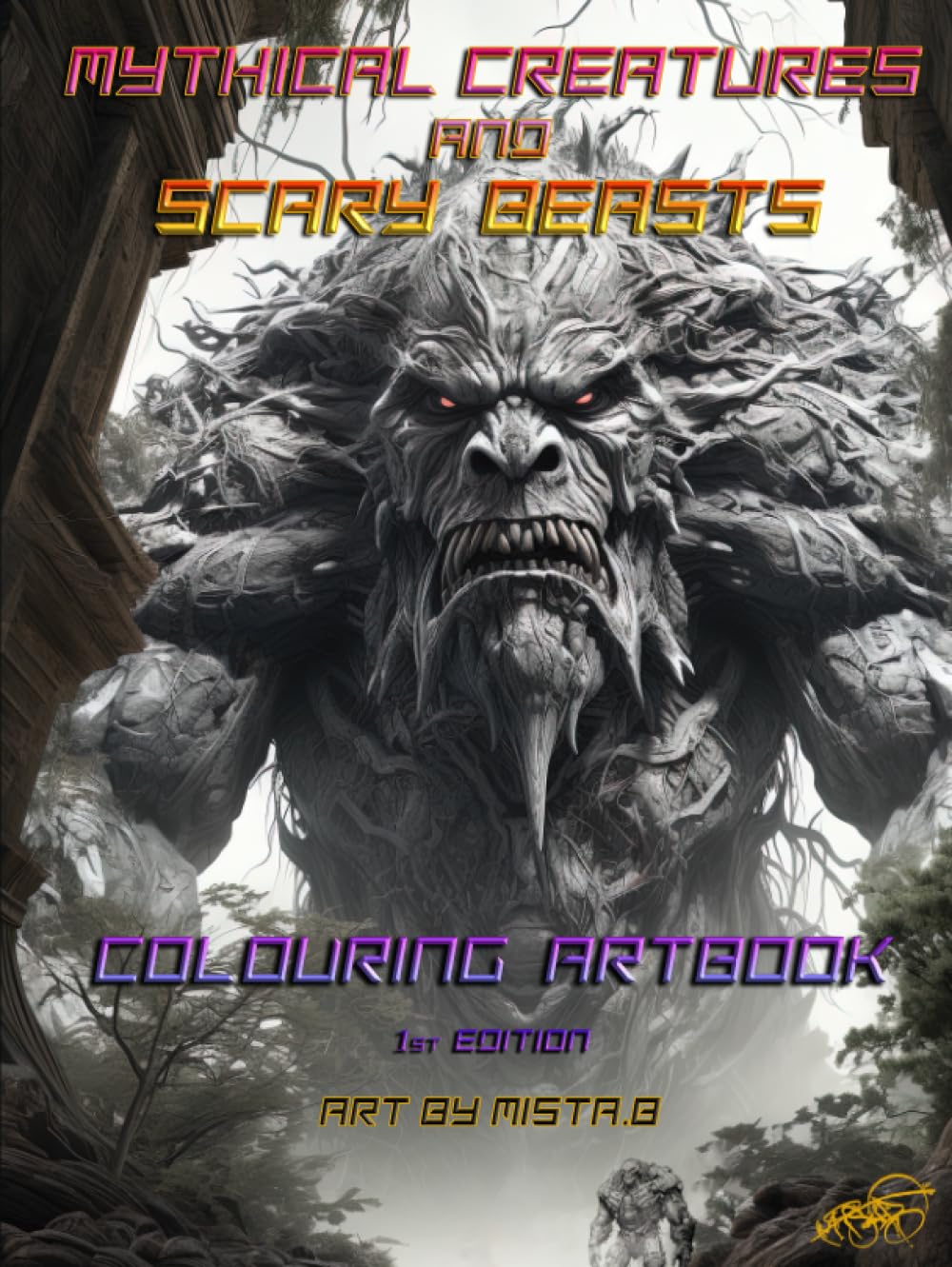 MYTHICAL CREATURES AND SCARY BEASTS ADULT COLOURING ART BOOK 1st ...