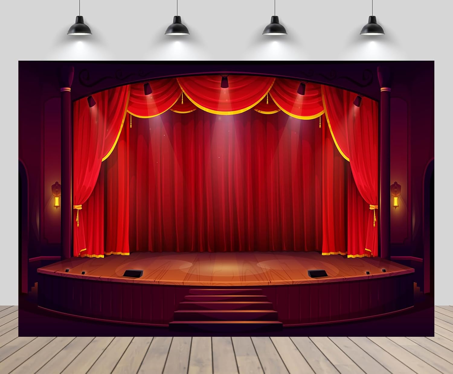 Amazon.com : CHNYWORK 10x8ft Theater Stage Backdrop Modern Broadway ...