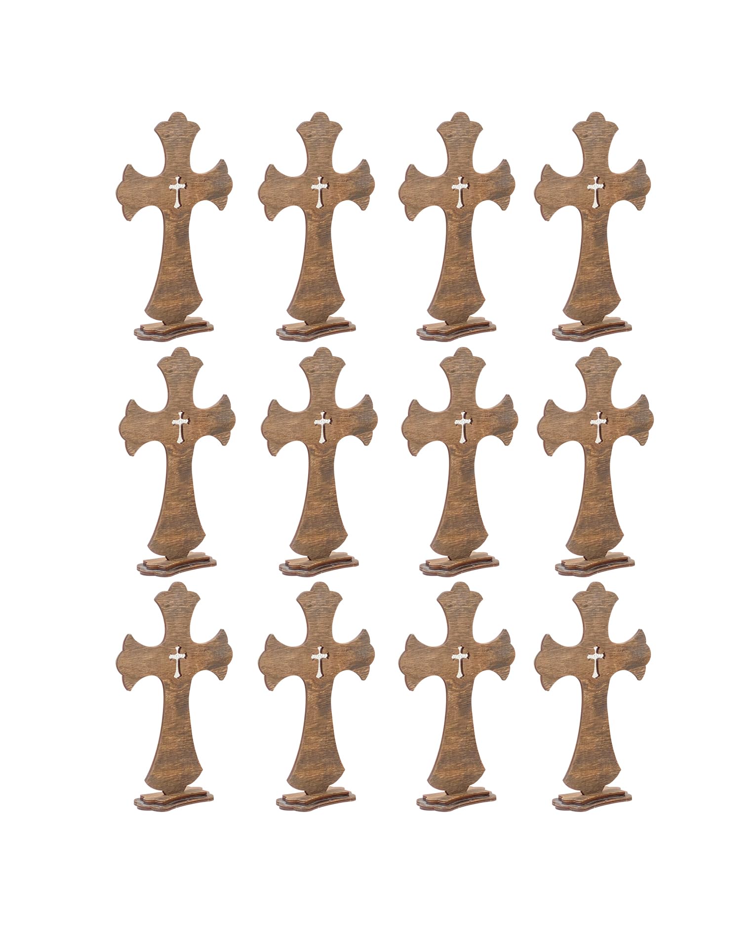 Snapklik.com : 12 Inch 12 Pack Brown Wood Crosses Torched Wooden ...