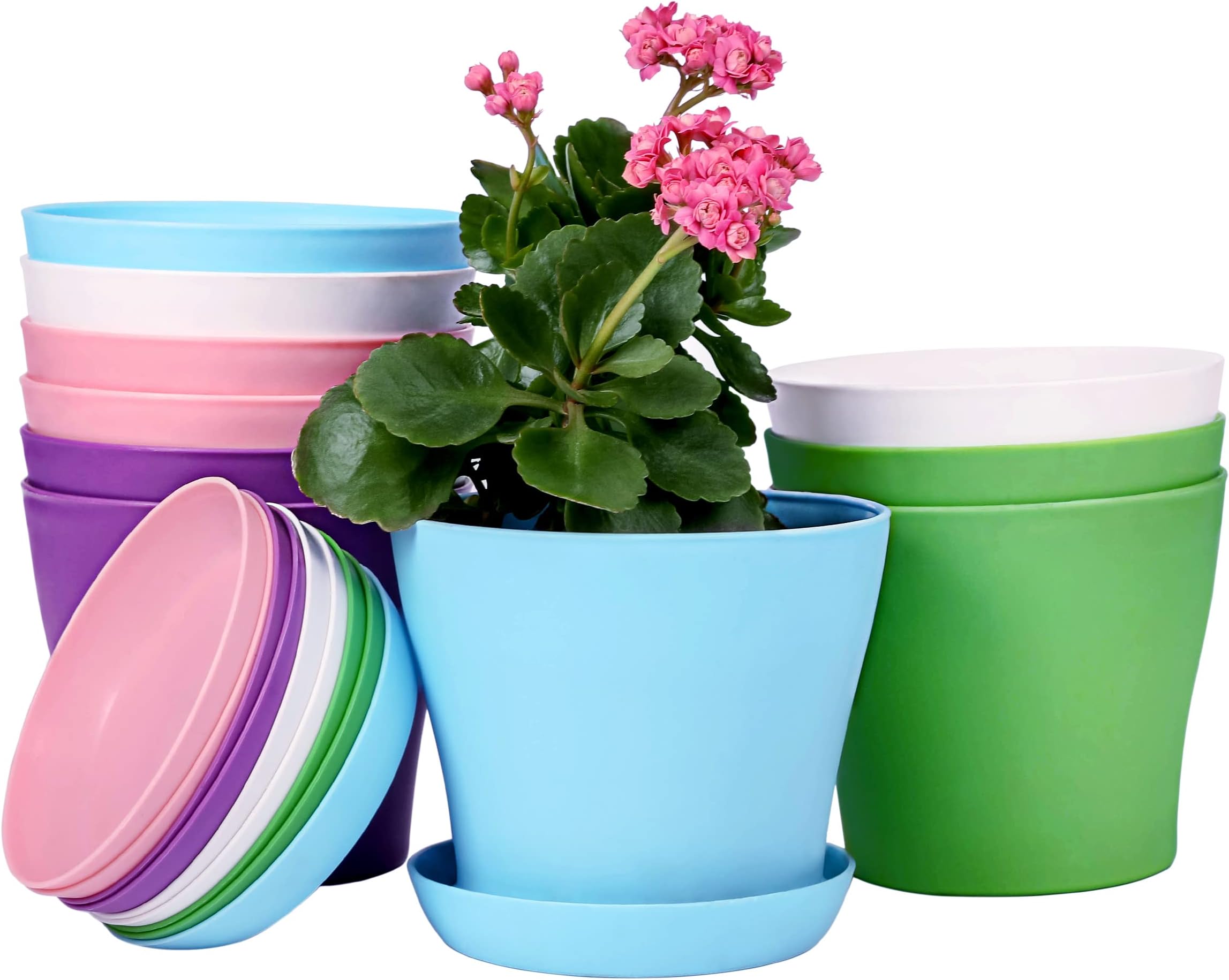 Amazon.com: WOUSIWER 16 Pack 6 inch Plastic Planters, Indoor Flower ...