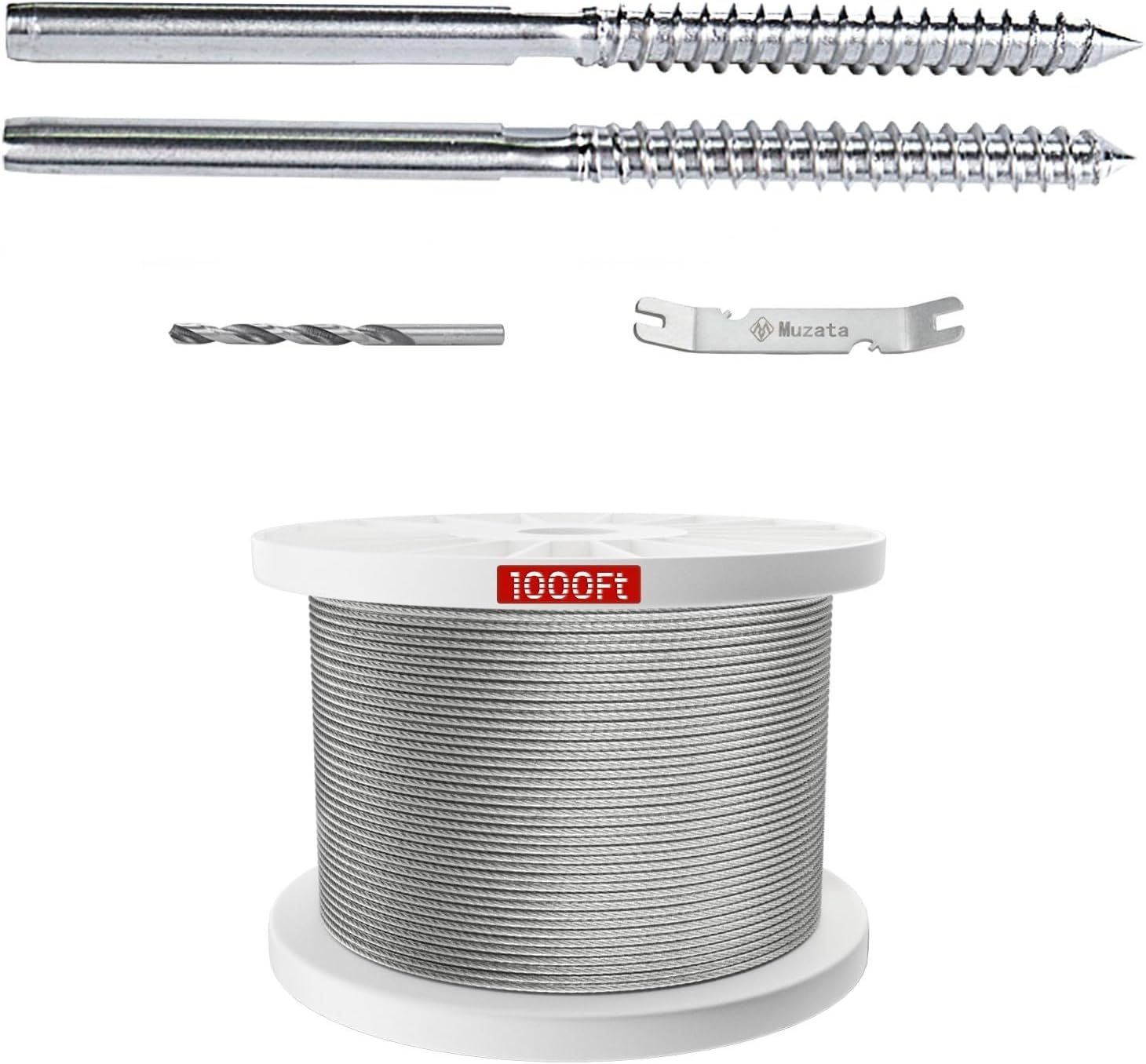 Muzata 1000ft 1/8" Wire Rope T316 Stainless Steel WR02 Bundle with ...