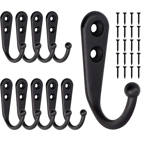 Amazon.com: 24 Pack Wall Mounted Coat Hooks Hanger Holder Black for ...