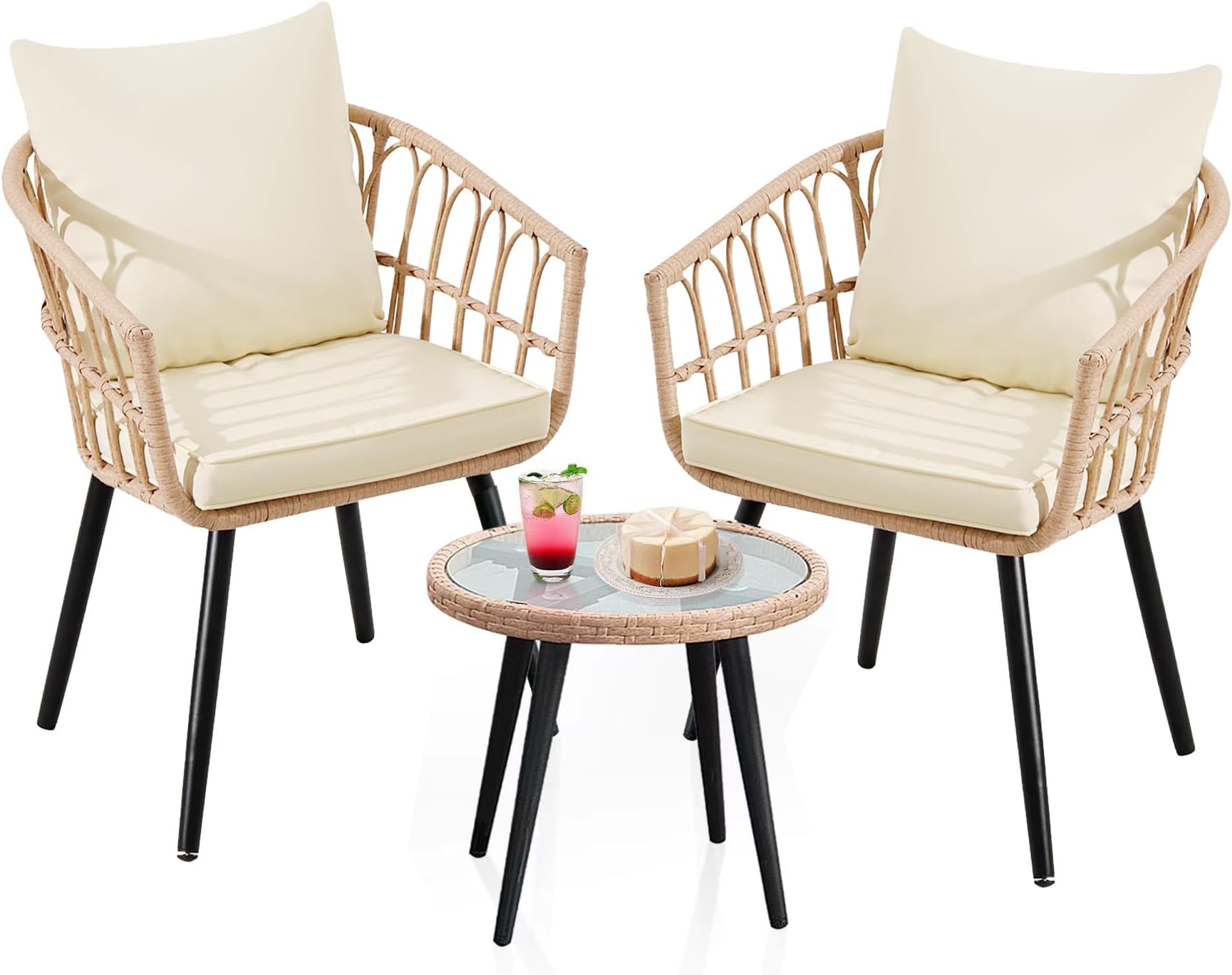 Amazon.com : GAOMON Patio Furniture Bistro Sets 4 Pieces, Boho Rope ...