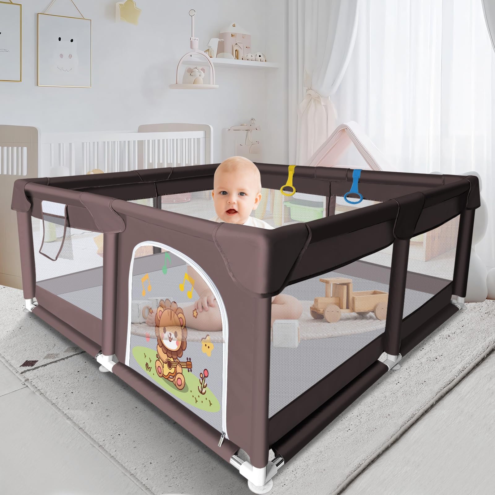 Amazon.com : Hiaksedt Large Baby Playpen 65x65 Inch, Play Pen for ...