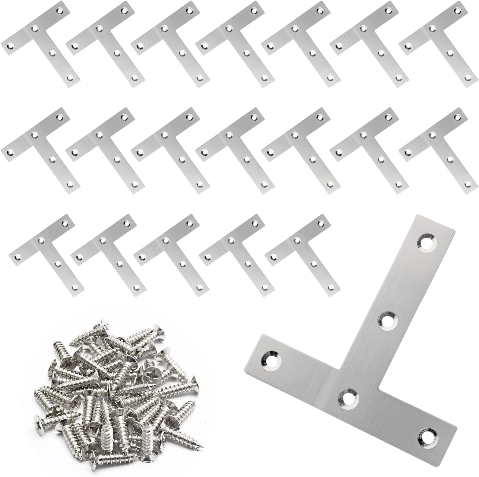 Amazon.com: Rannb T Brackets Mending Plate 3.14" x 3.14" Stainless ...