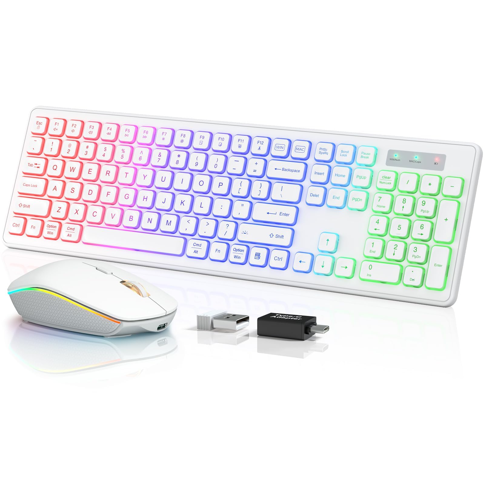 Wireless Keyboard and Mouse Combo - RGB Backlit, Rechargeable & Light ...