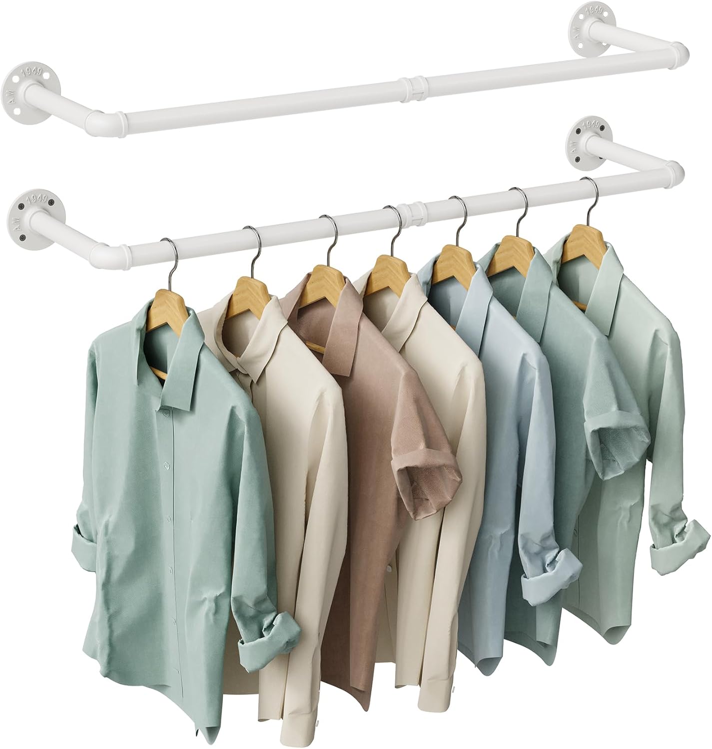 Amazon.com: OROPY Industrial Pipe Clothes Rack Wall Mounted Set of 2 ...