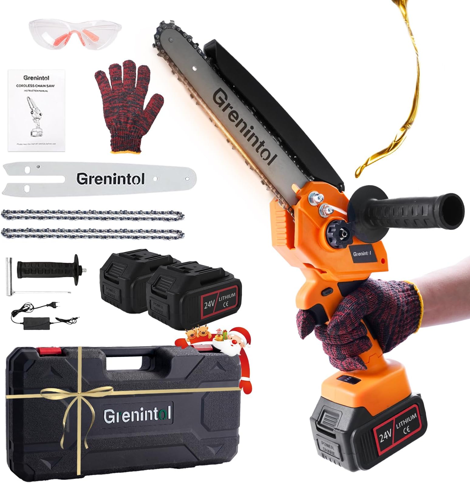 Grenintol Mini Tronçonneuse à Batterie, 8 pouces 1000W Petite ...