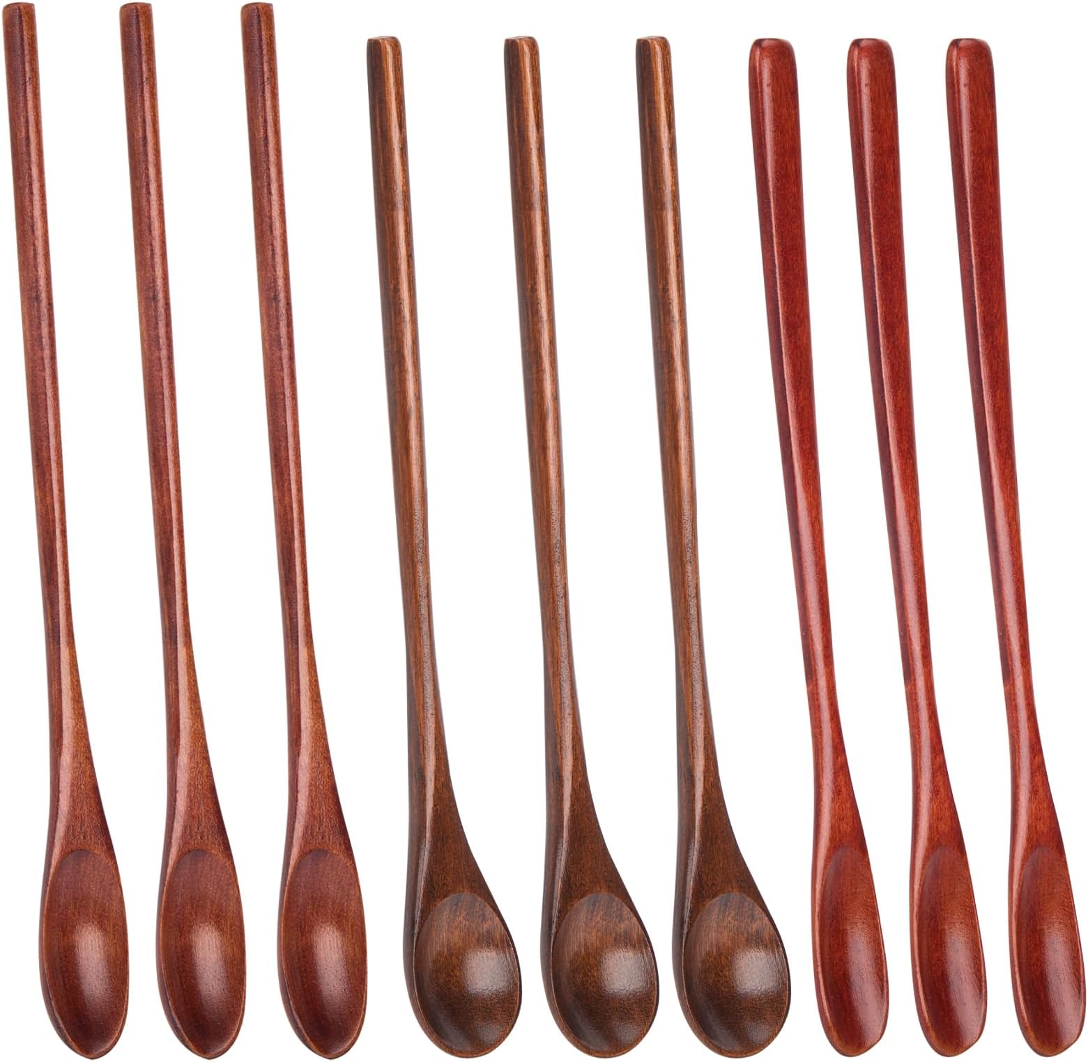 Amazon.com: Long Wooden Coffee Stirring Spoons 8 PCS Long Handle Wooden ...