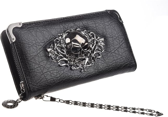 Amazon.com: HOYOFO Skull Wallets for Women Zip Around Clutch with ...