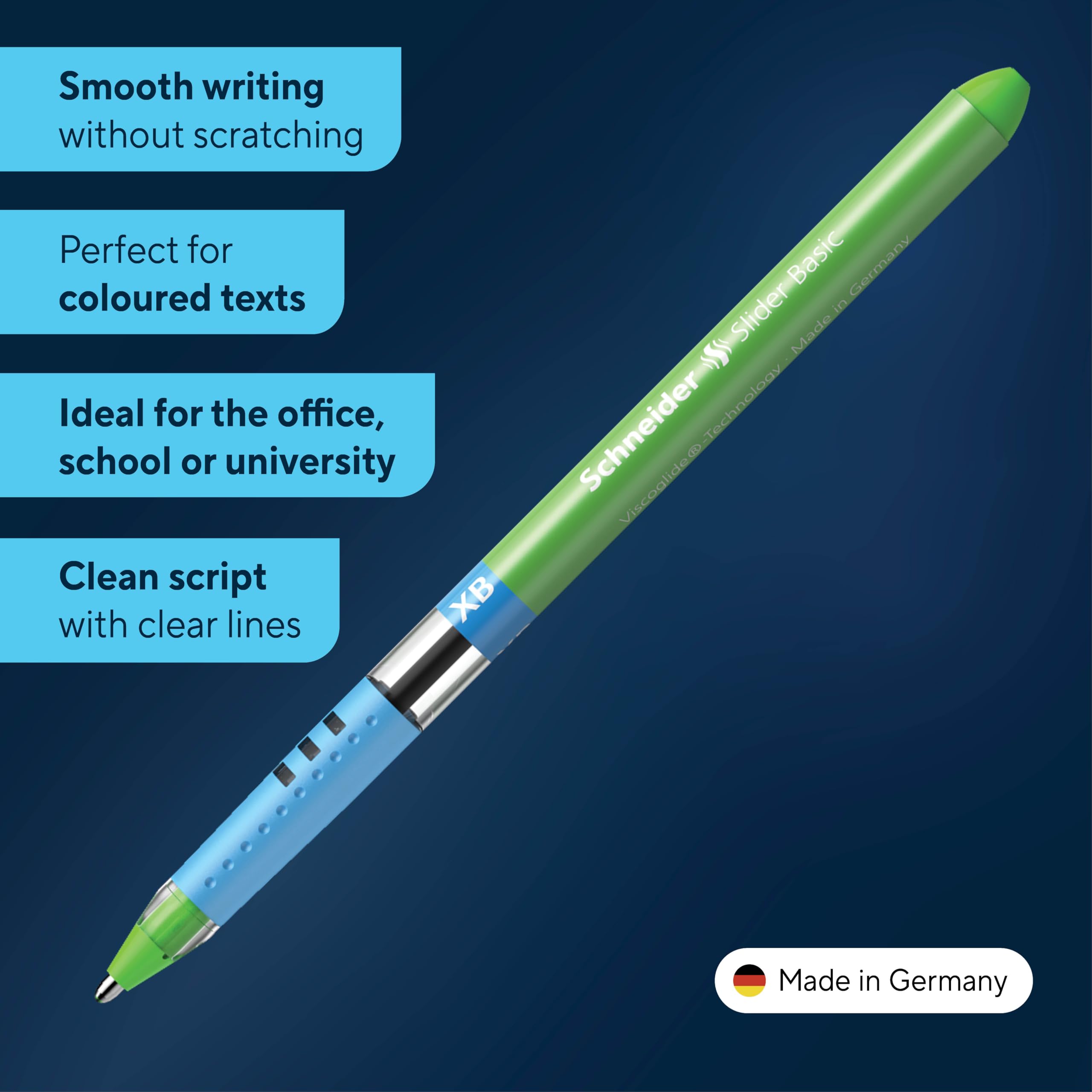 Snapklik.com : Schneider Slider Basic XB Ballpoint Pen, Light Green ...