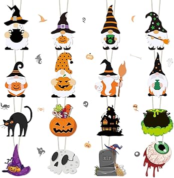 Amazon.com: JIUDUOYUAN 16 PCS Wooden Hanging Ornaments, Indoor ...