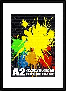 Hiyzaun A2 Picture Frame, A2 Black Frame with A3 Mount, 42x59.4cm ...