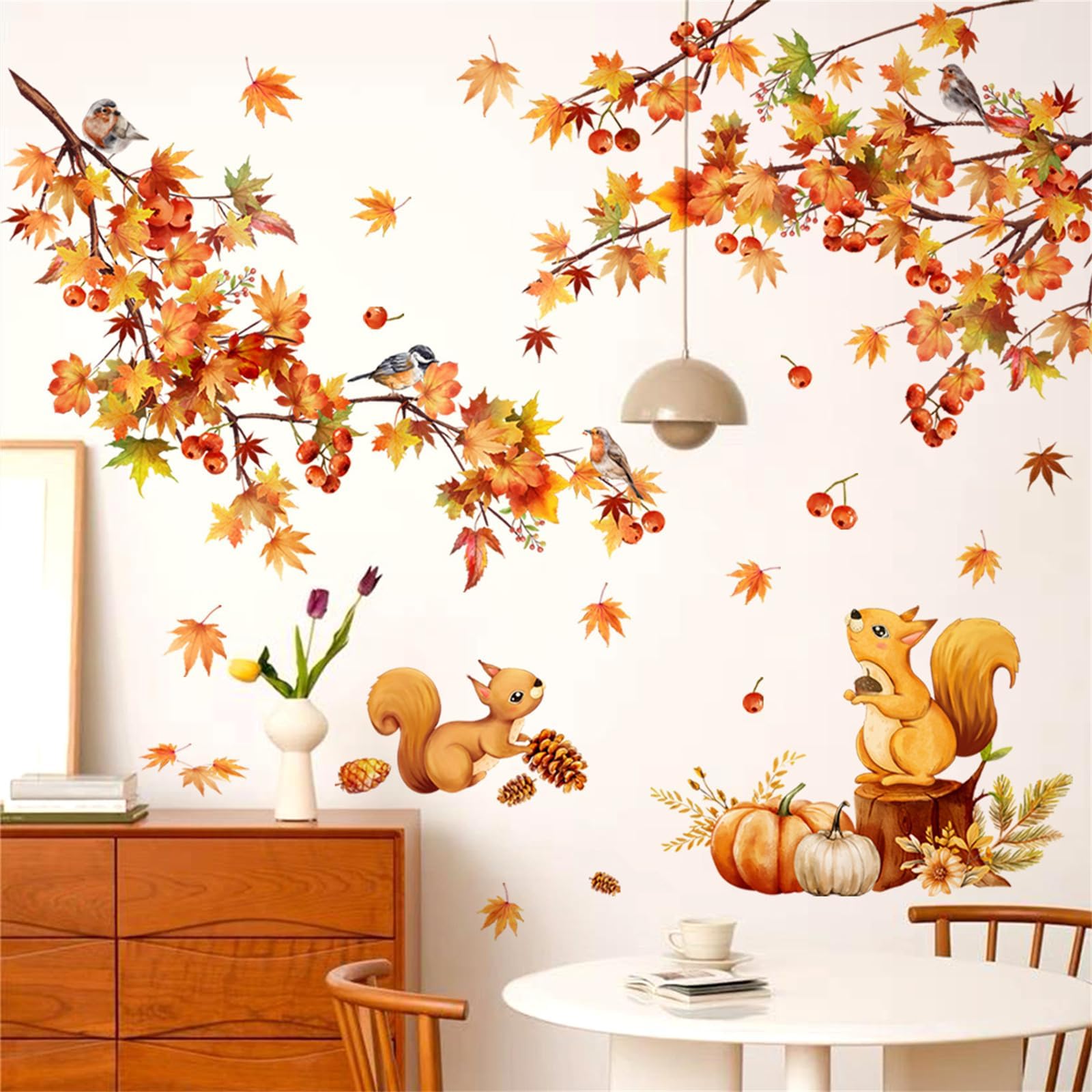 Amazon.com: Autumn Fall Maple Tree Leaves Wall Decals, Maple Bicycle ...