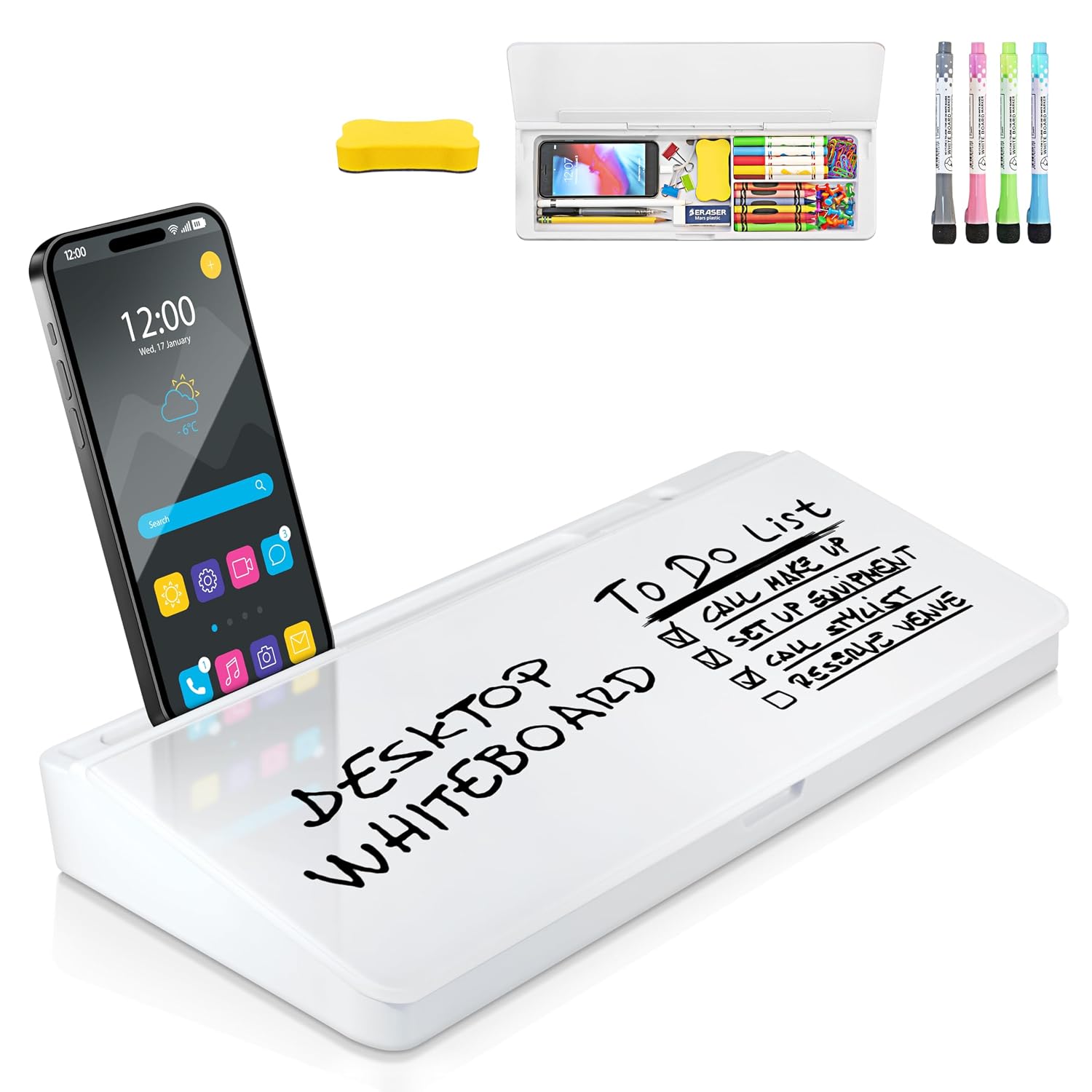 Desktop Whiteboard - Glass Dry Erase White Board- Desk Computer Buddy ...
