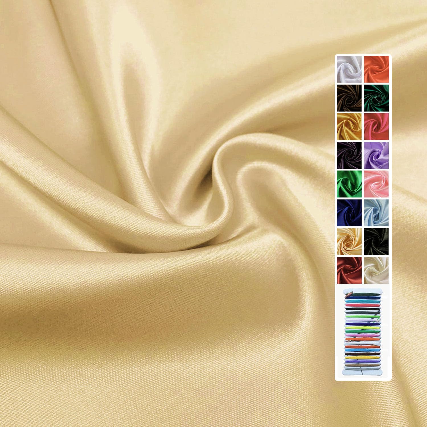 Amazon.com: Champagne Gold Satin Fabric 60 Inch by 2 Yards Solid Silky ...