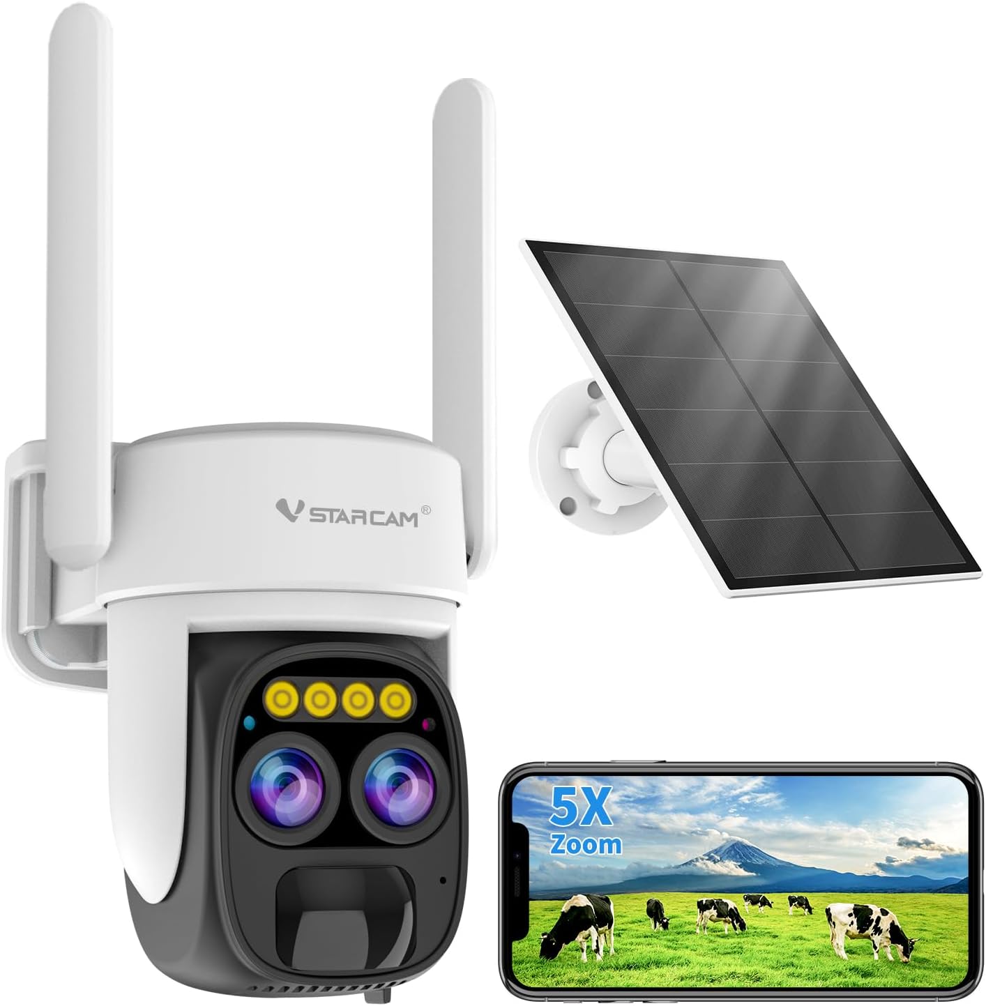 Amazon.com : VSTARCAM 2K Solar Security Cameras Wireless Outdoor ...