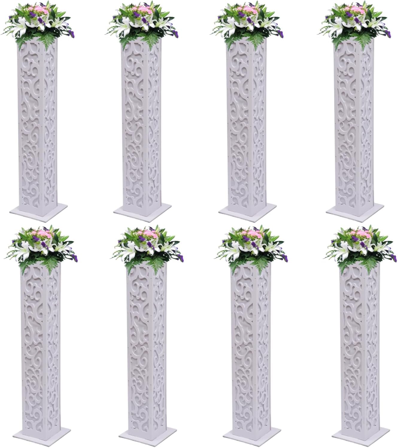 Carved Hollow Flower Wedding Decorative Pillars 8-Piece Wedding Column ...