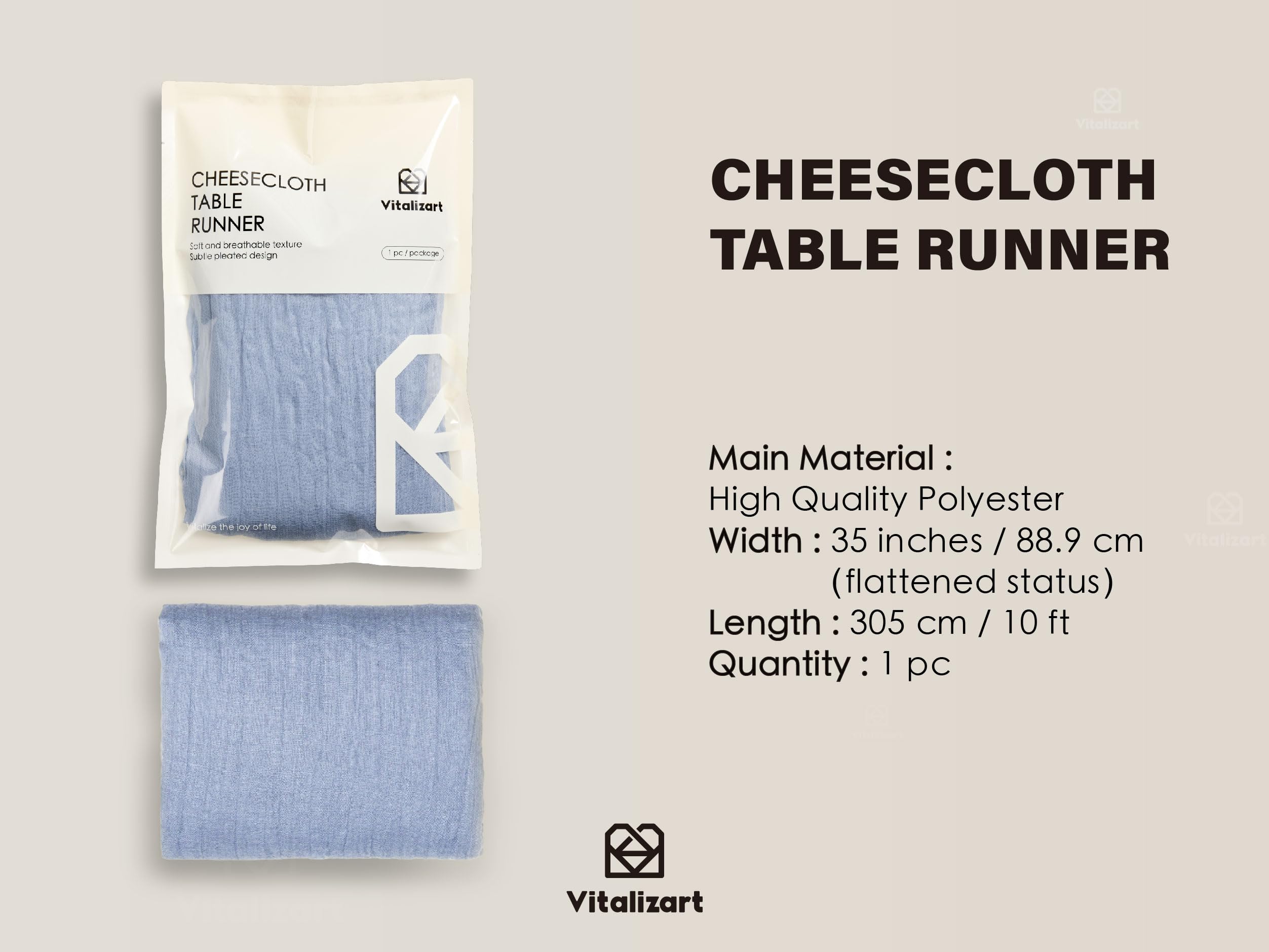 Snapklik.com : Cheesecloth Table Runner 10ft Gauze Boho Rustic Blue ...