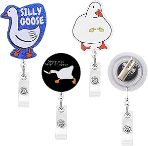 3Pcs Retractable Badge Reel Silly Goose ID Clip Acrylic Badge ...