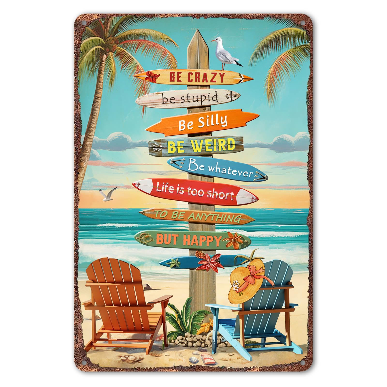 Amazon.com: CrazySign Vintage Beach Sign Surfing Boards Canvas Print ...