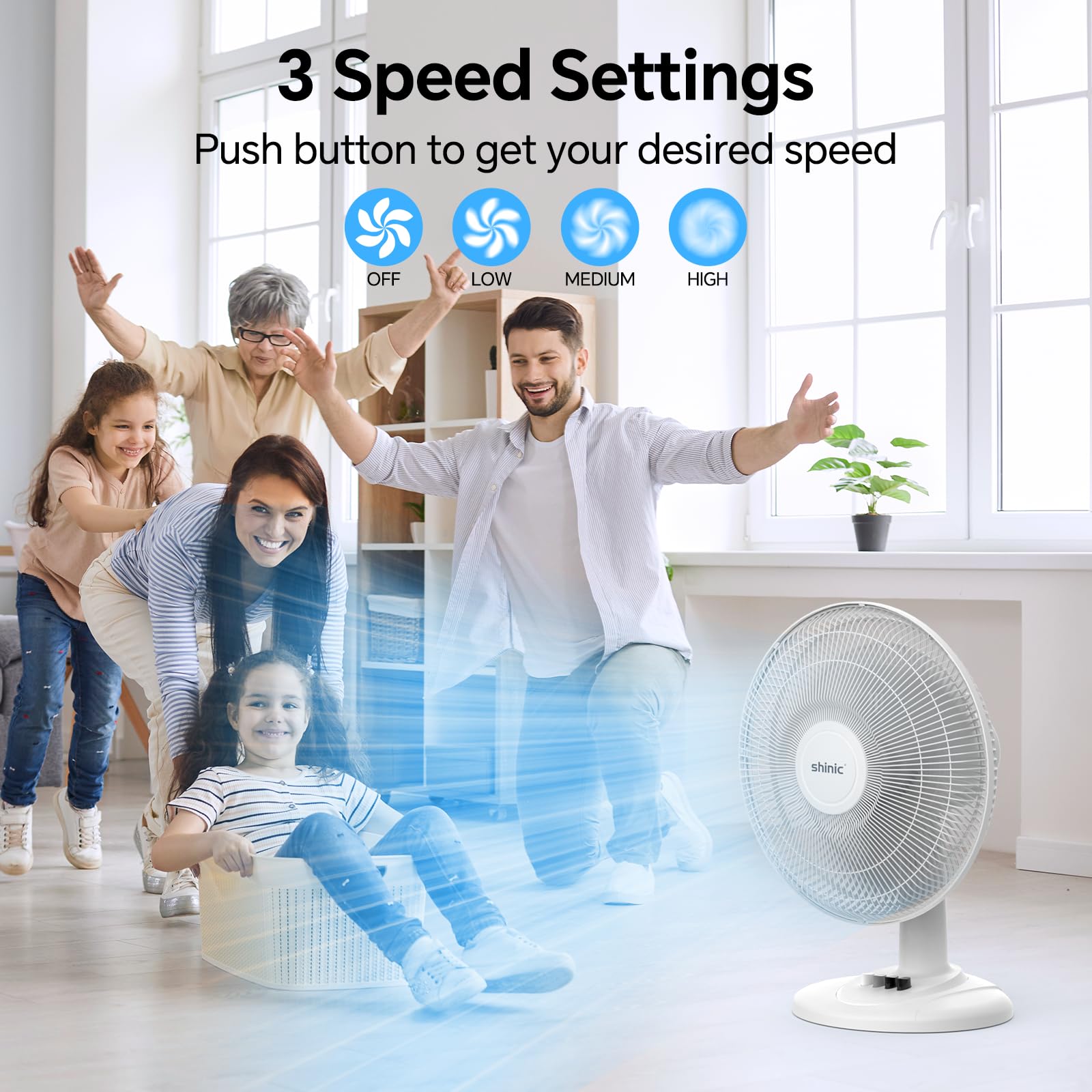Snapklik.com : Shinic Oscillating Table Fans For Bedroom, 12 Inch Fan ...